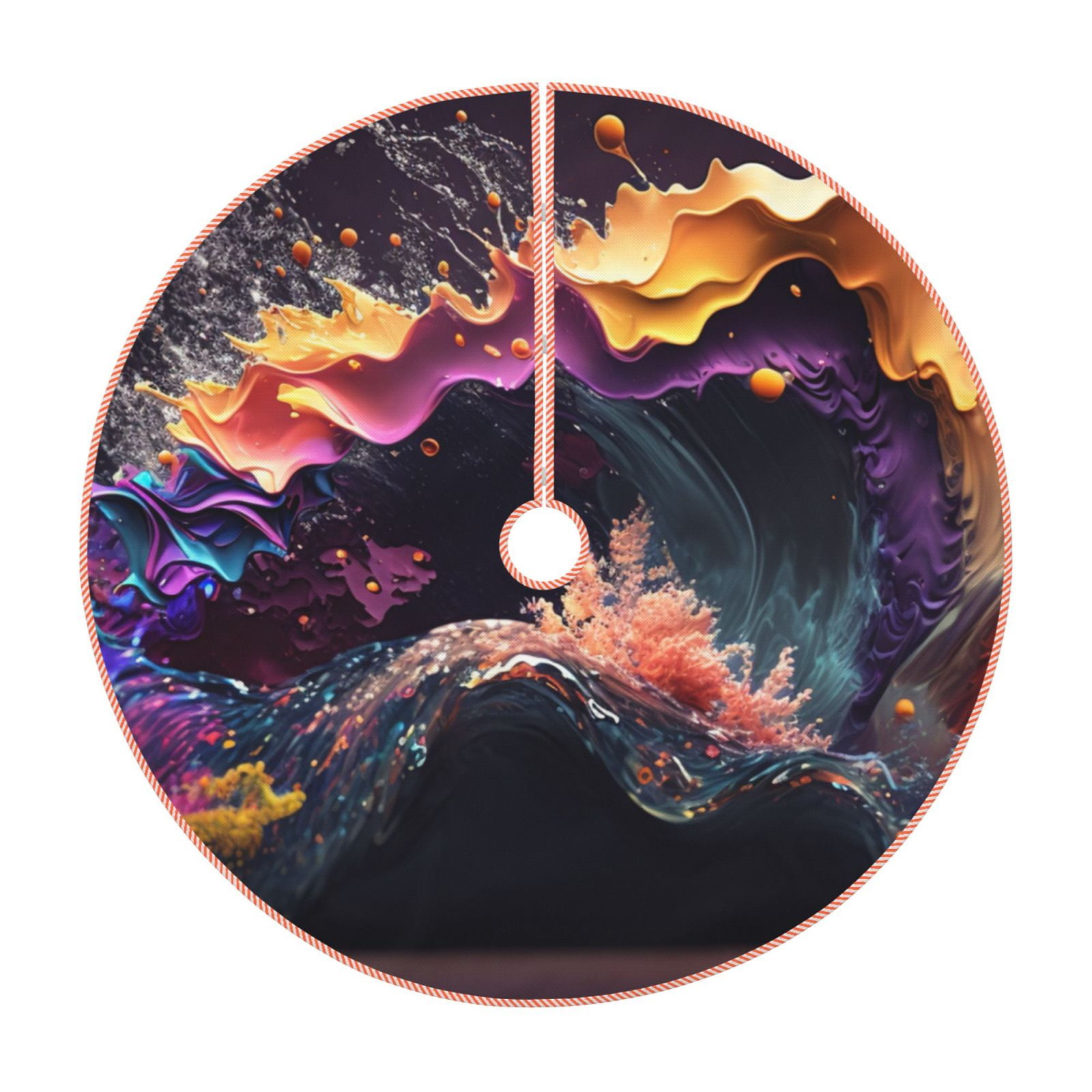 Qekee Explosive Fluid Splash Art print Christmas Tree Skirt , A ...