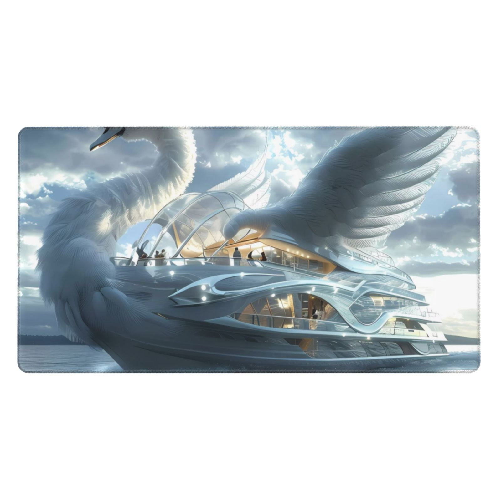 Qekee Fantasy Swan Yacht Design Print Desk Pad Protector,Mouse Pad ...