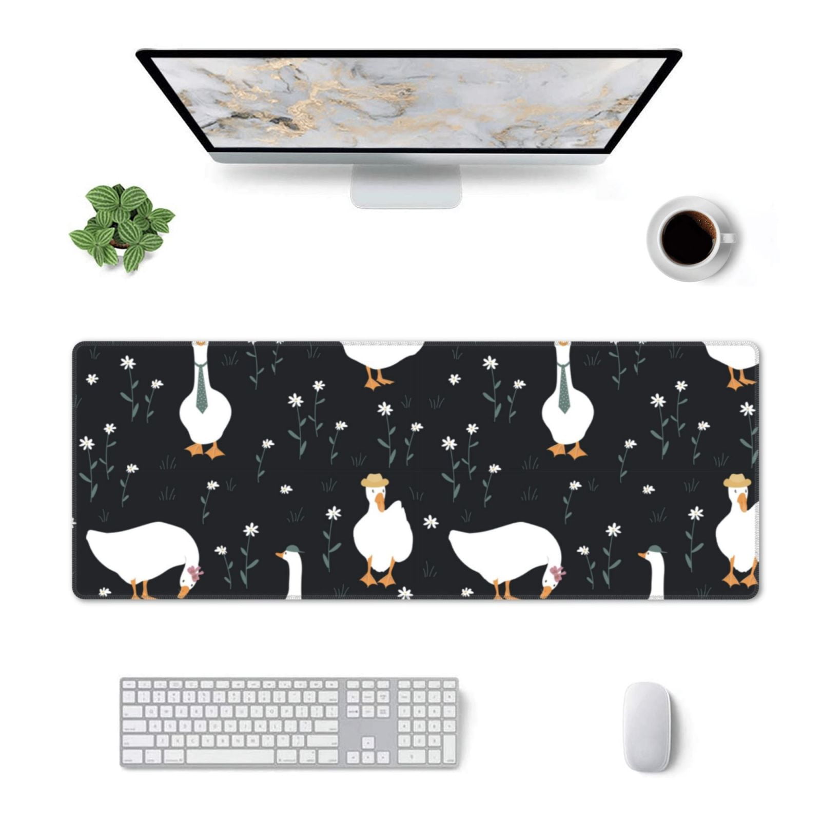Qekee Fashionable Goose Print Mouse Pad,Desk Pad Protector,Office Desk ...