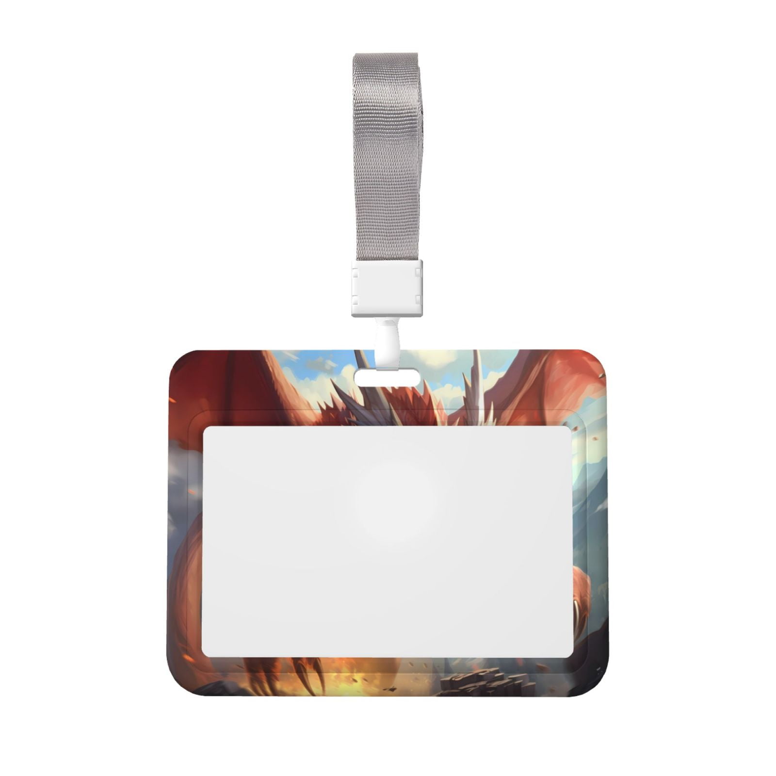 Qekee Ferocious Dragon Fury Print Card Badge Holder,Clear Name Tag ID ...