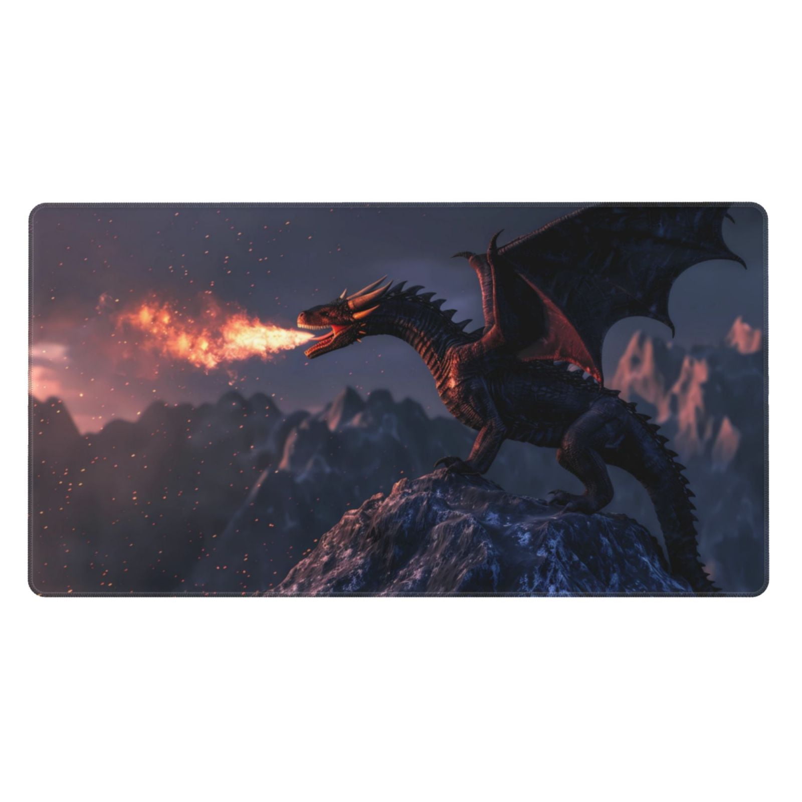 Qekee Fire Breathing Dragon Twilight Print Desk Pad Protector,Mouse Pad ...