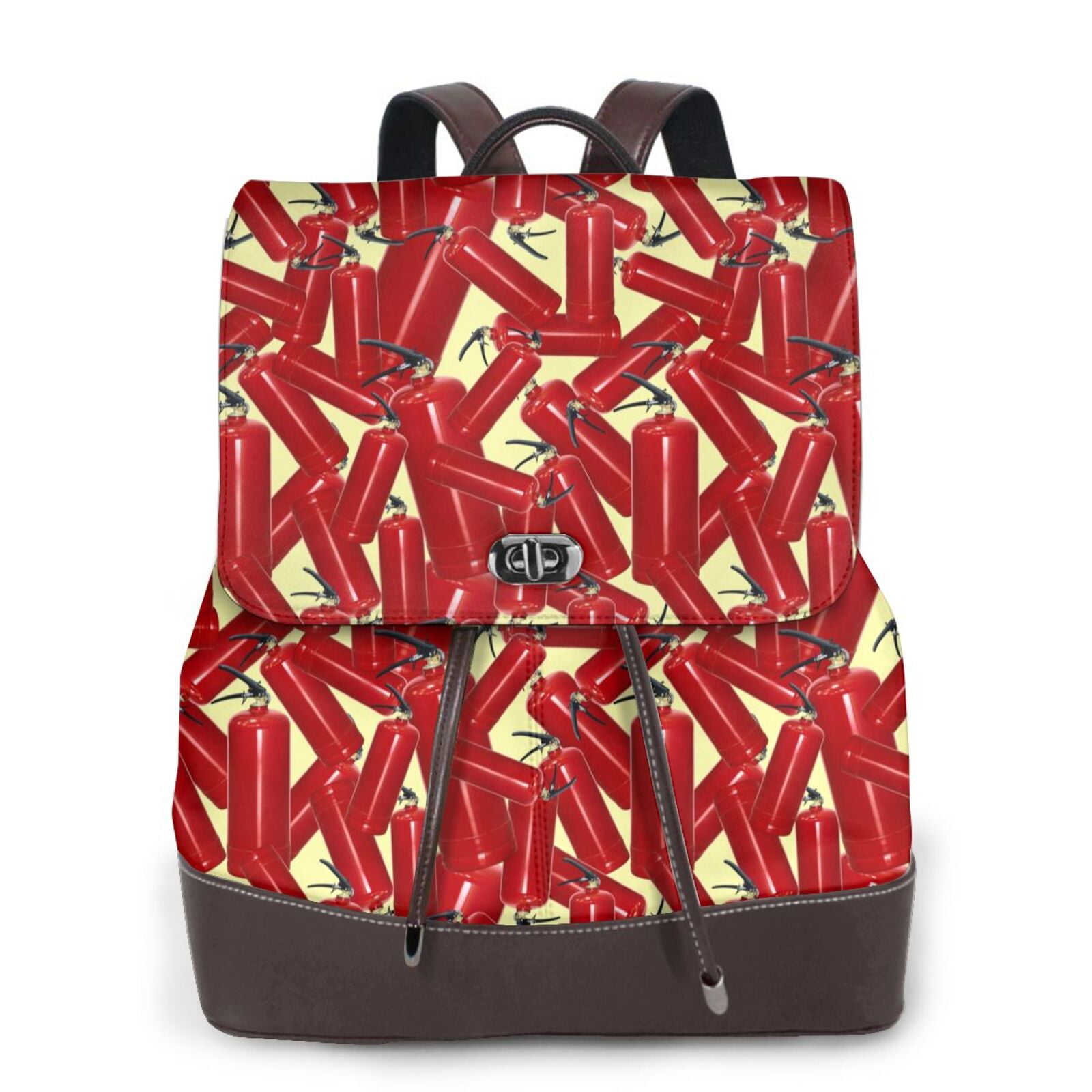 Qekee Fire Extinguisher Print Leather Backpack Purse for Women,Ladies ...