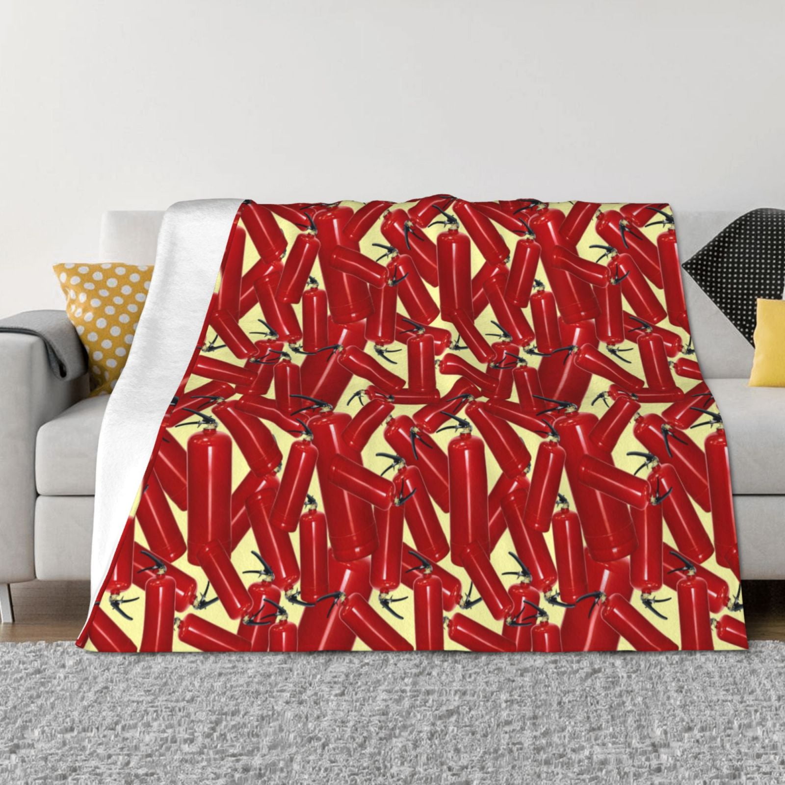 Qekee Fire Extinguisher print Throw Blanket, Cotton Flannel Home Decor ...