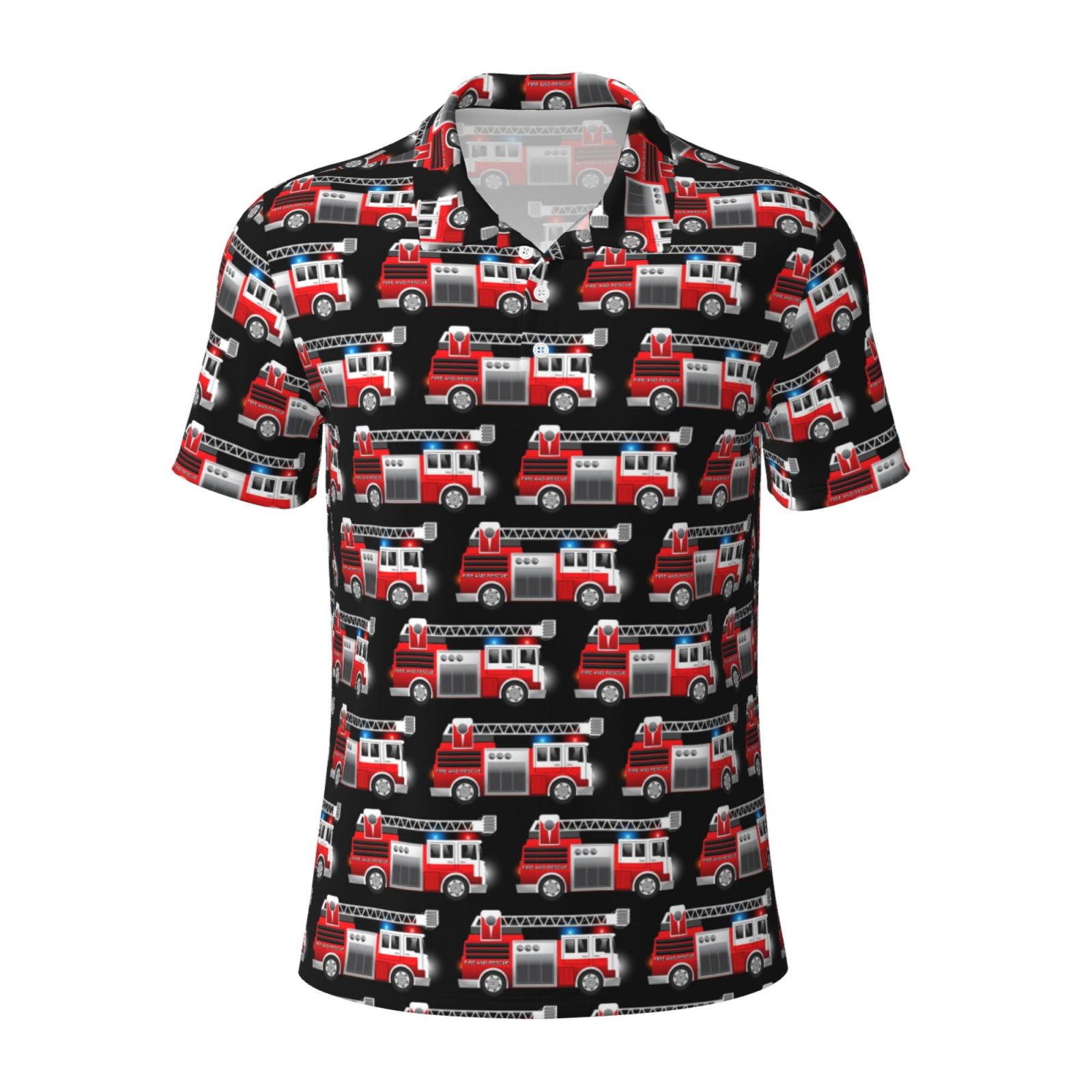 Qekee Fire and Rescue Truck for Mens Polo Shirts Casual Short Sleeve ...