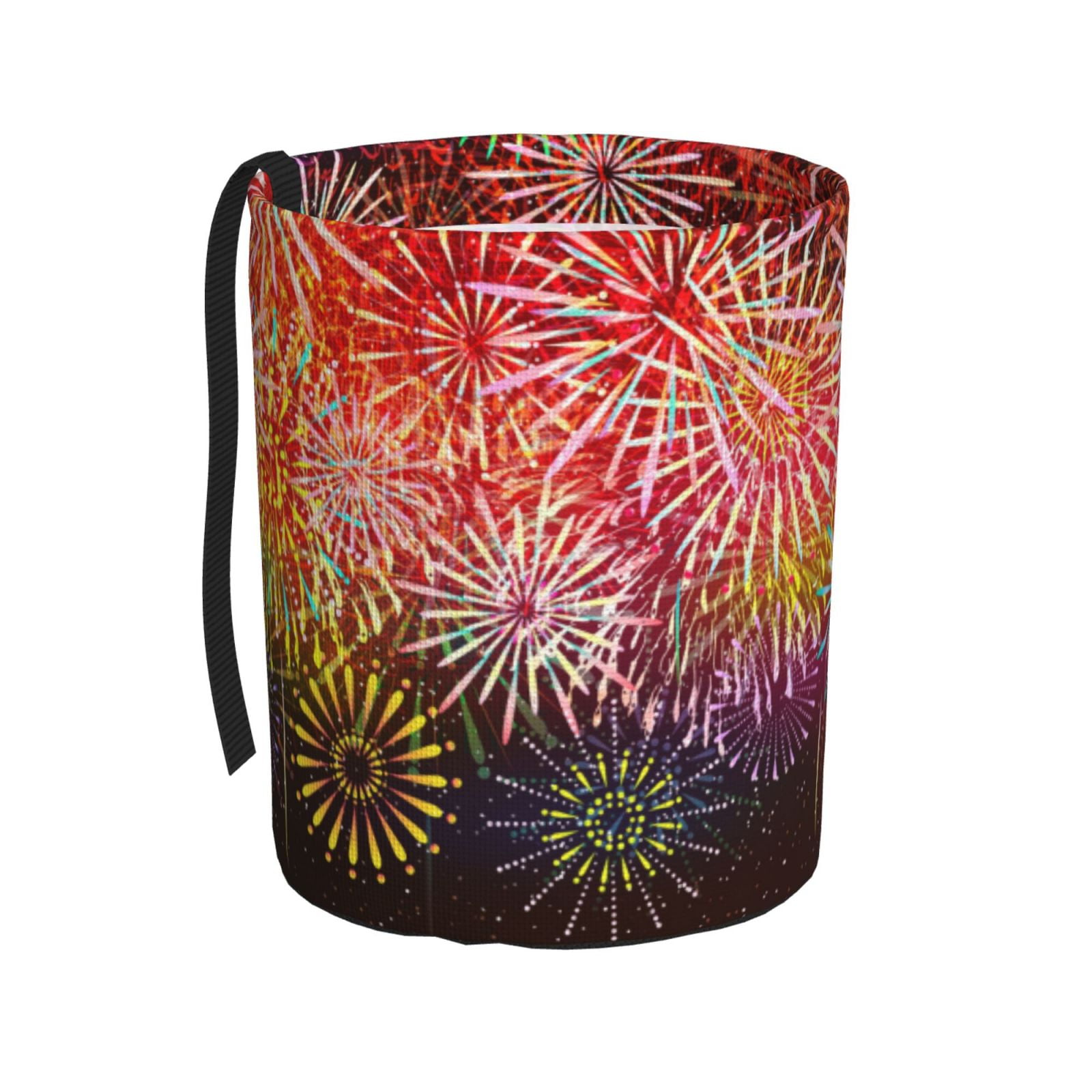 Qekee Fireworks Print Automotive Waterproof Portable Collapsible Trash ...