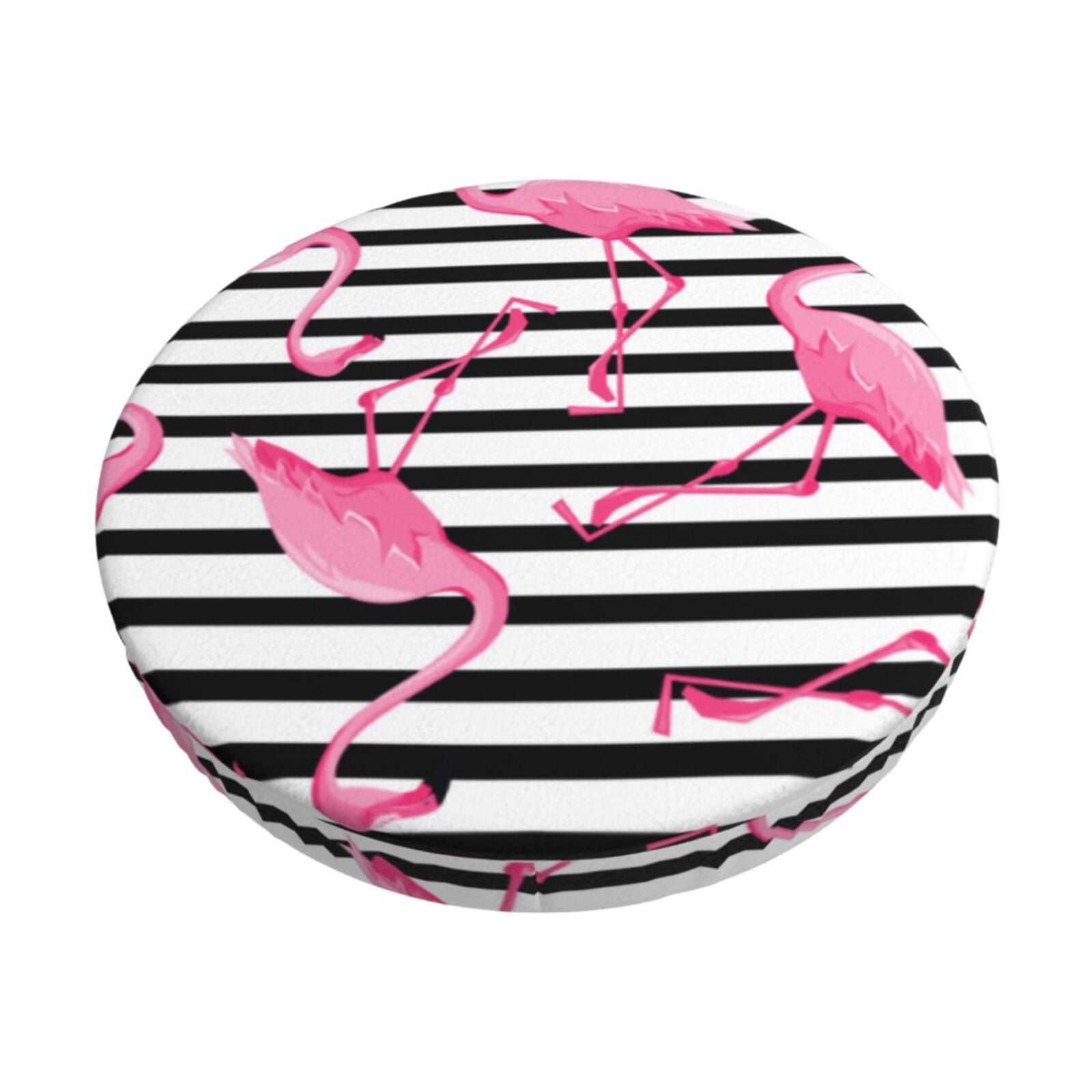 Qekee Flamingos Round Bar Chair Cushion Cover, Elastic and Washable ...