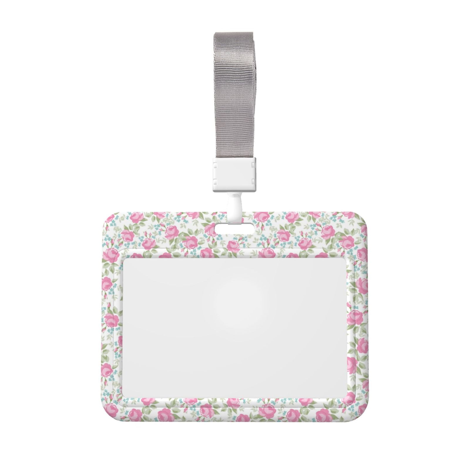 Qekee Floral Print Card Badge Holder,Clear Name Tag ID Card Protector ...