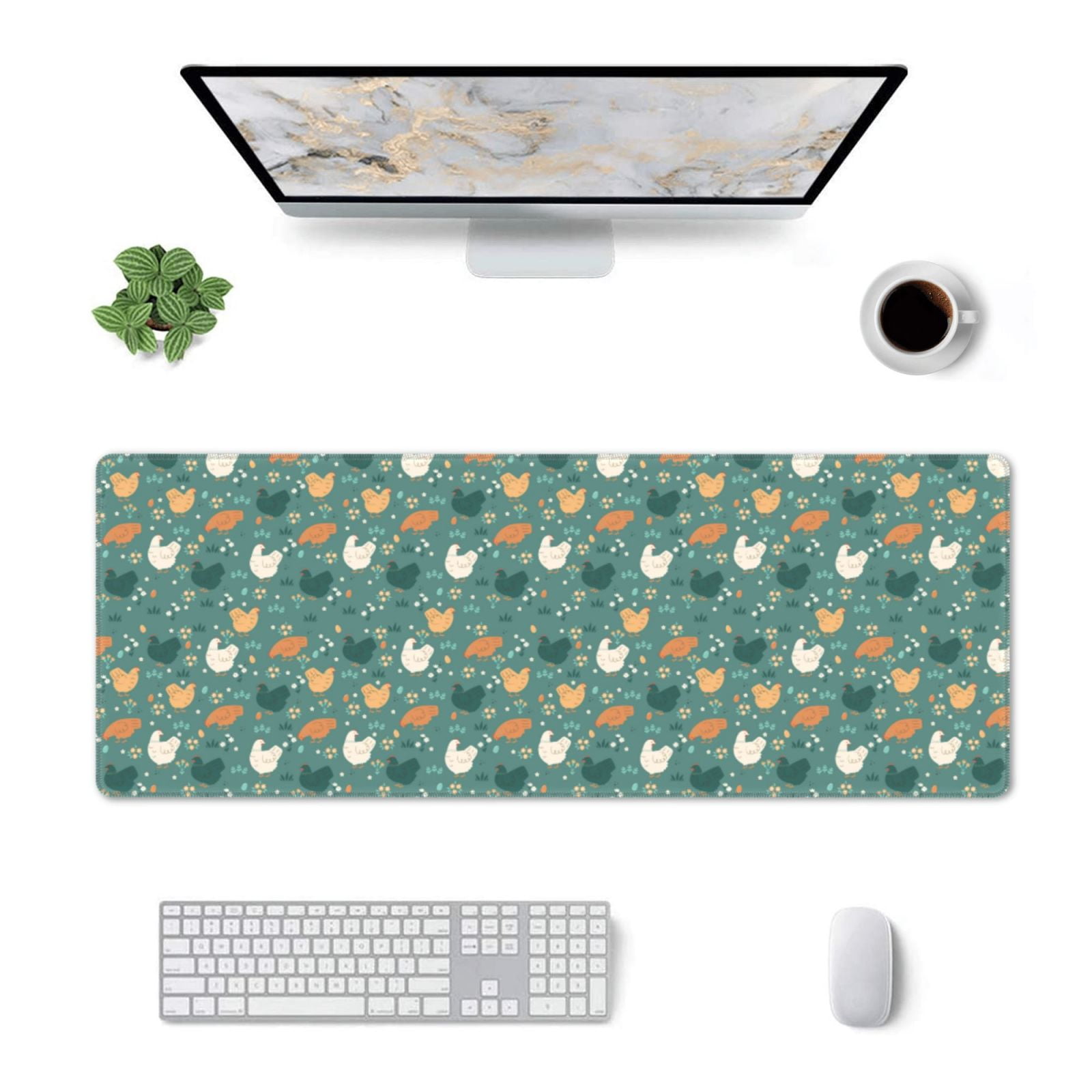 Qekee Flowe Rooster Print Mouse Pad,Desk Pad Protector,Office Desk Mat ...