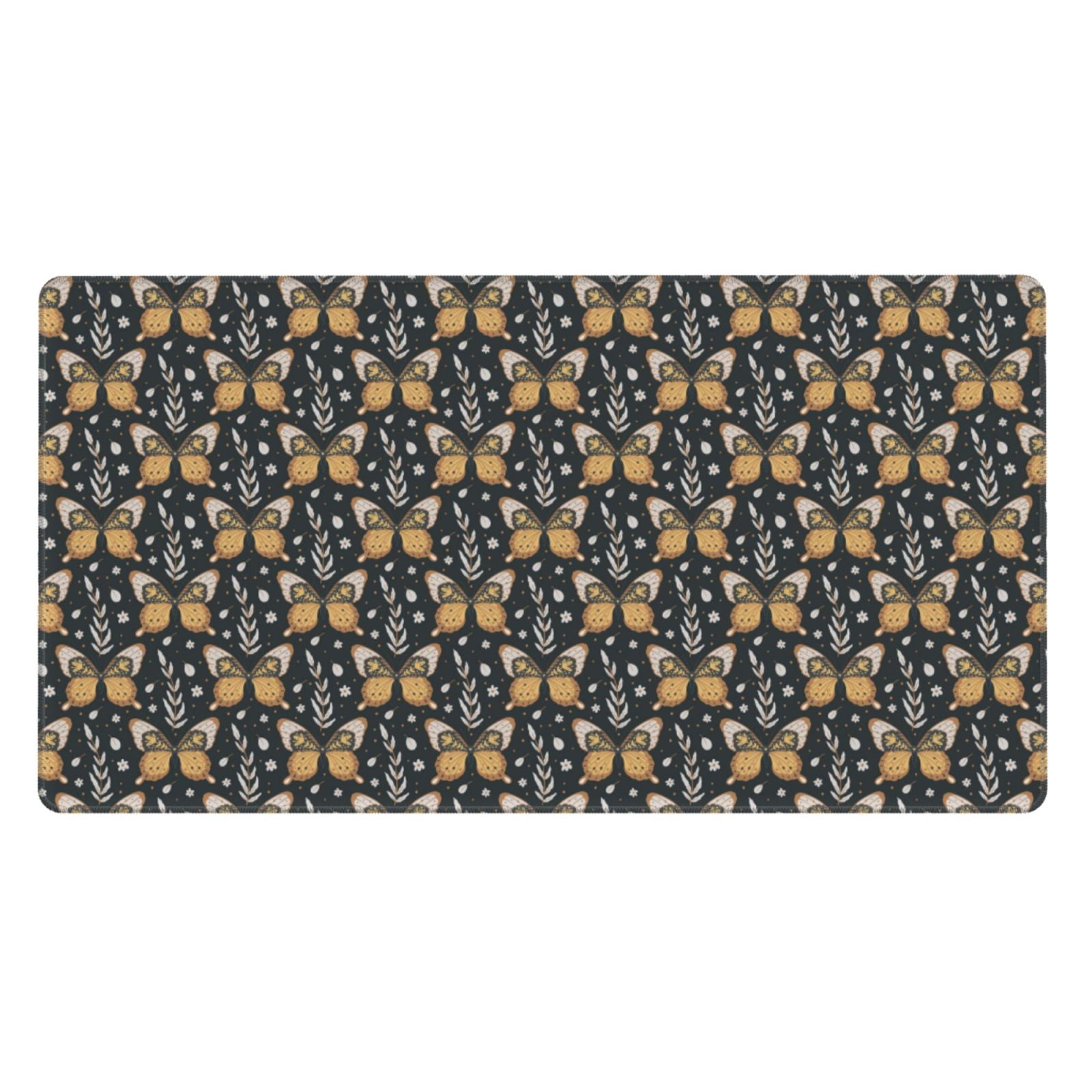 Qekee Flower Butterfly Print Desk Pad Protector,Mouse Pad,Office Desk ...