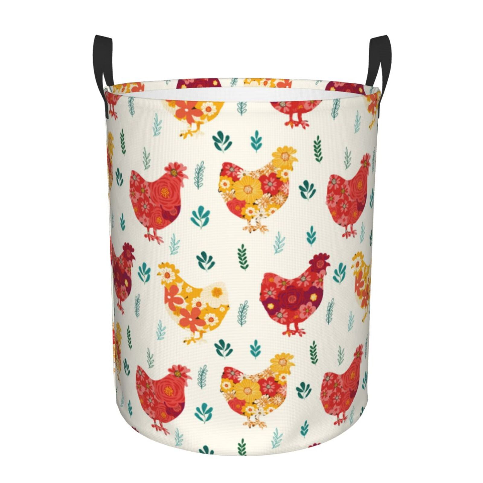 Qekee Flower Chicken print Laundry Hamper Basket, Hamper Basket for ...