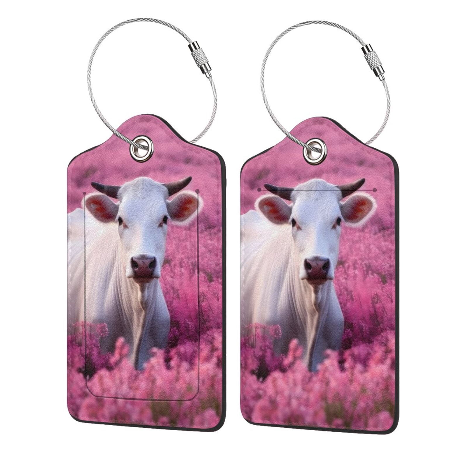 Qekee Flower Field Cow Print Luggage Tag for Suitcase,Bag Tag with ...