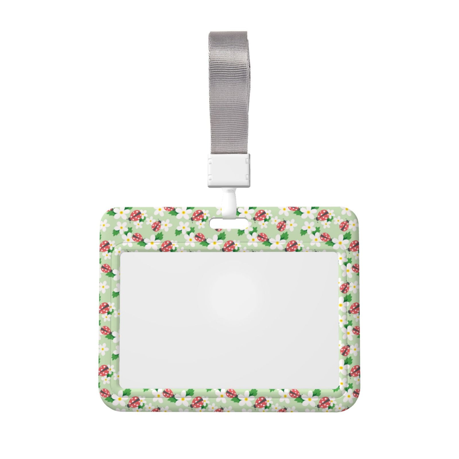 Qekee Flower With Ladybug Print Card Badge Holder,Clear Name Tag ID ...