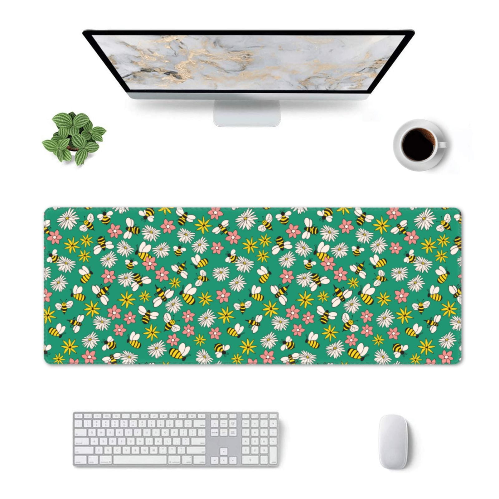 Qekee Flying Bees Print Mouse Pad,Desk Pad Protector,Office Desk Mat ...