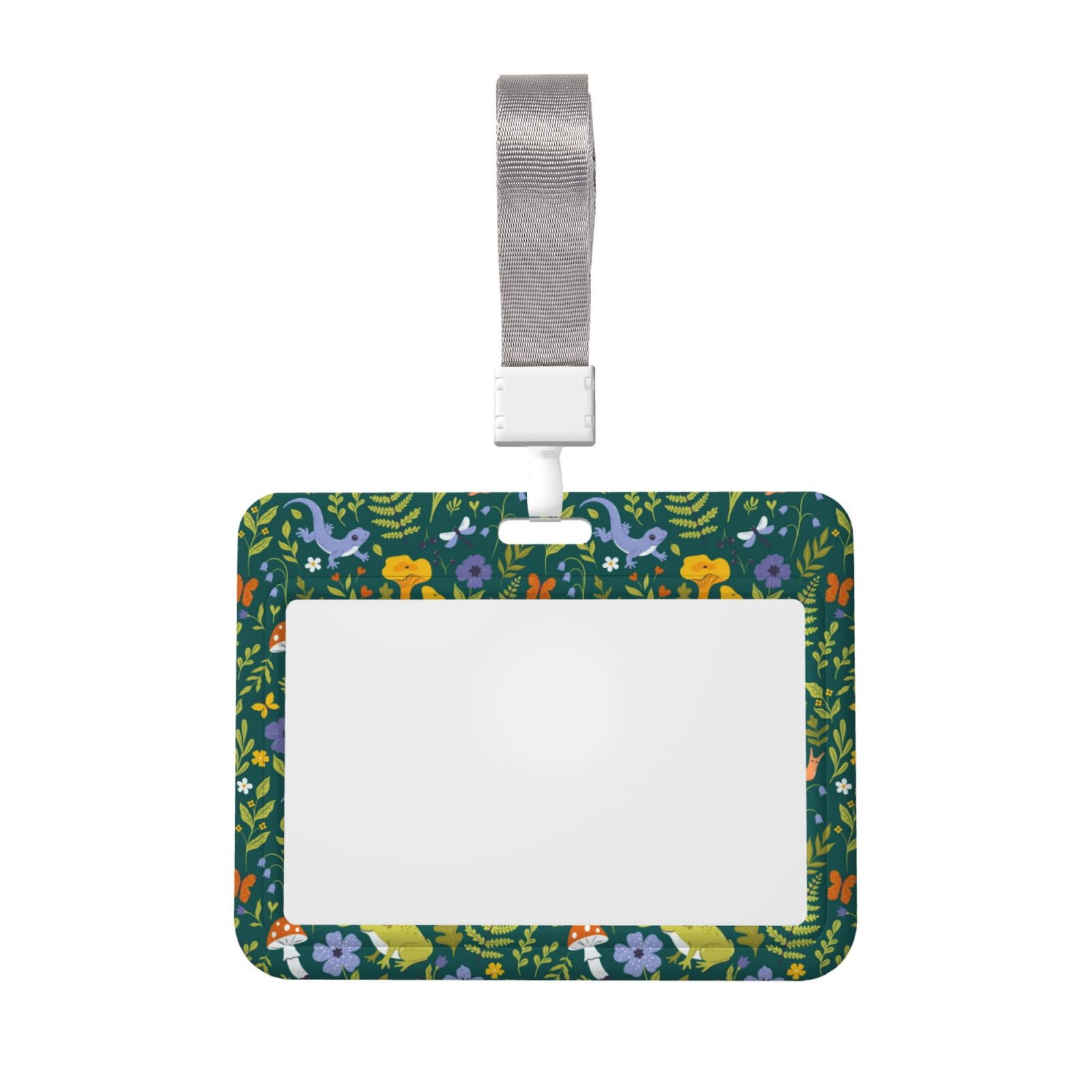 Qekee Forest Flora And Fauna Print Card Badge Holder,Clear Name Tag ID ...