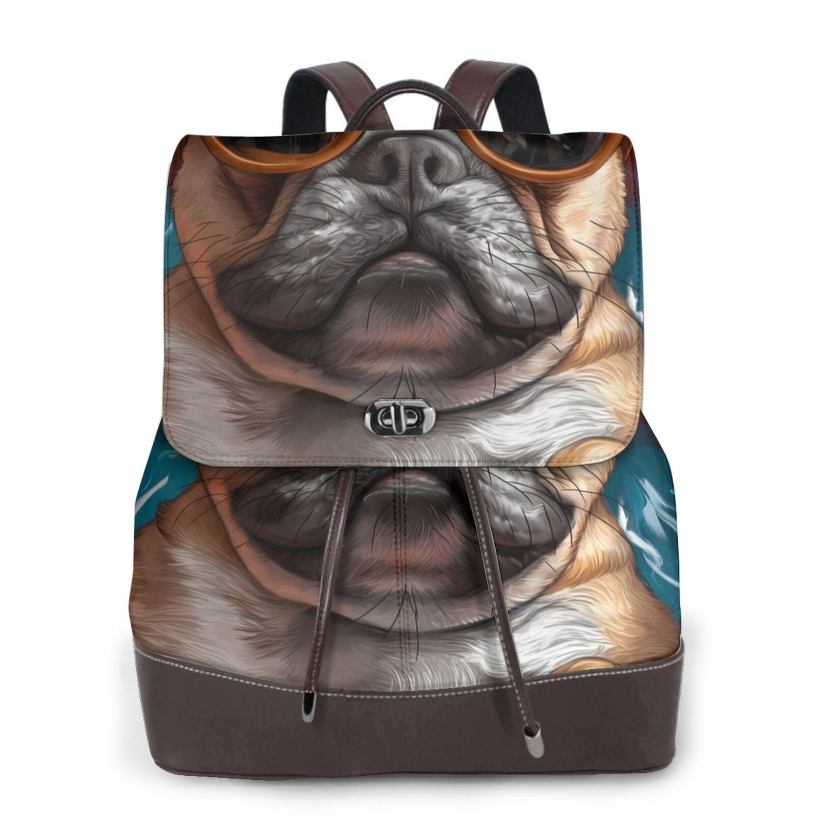 Qekee French Bulldog In Sunglasses Print Leather Backpack Purse for ...