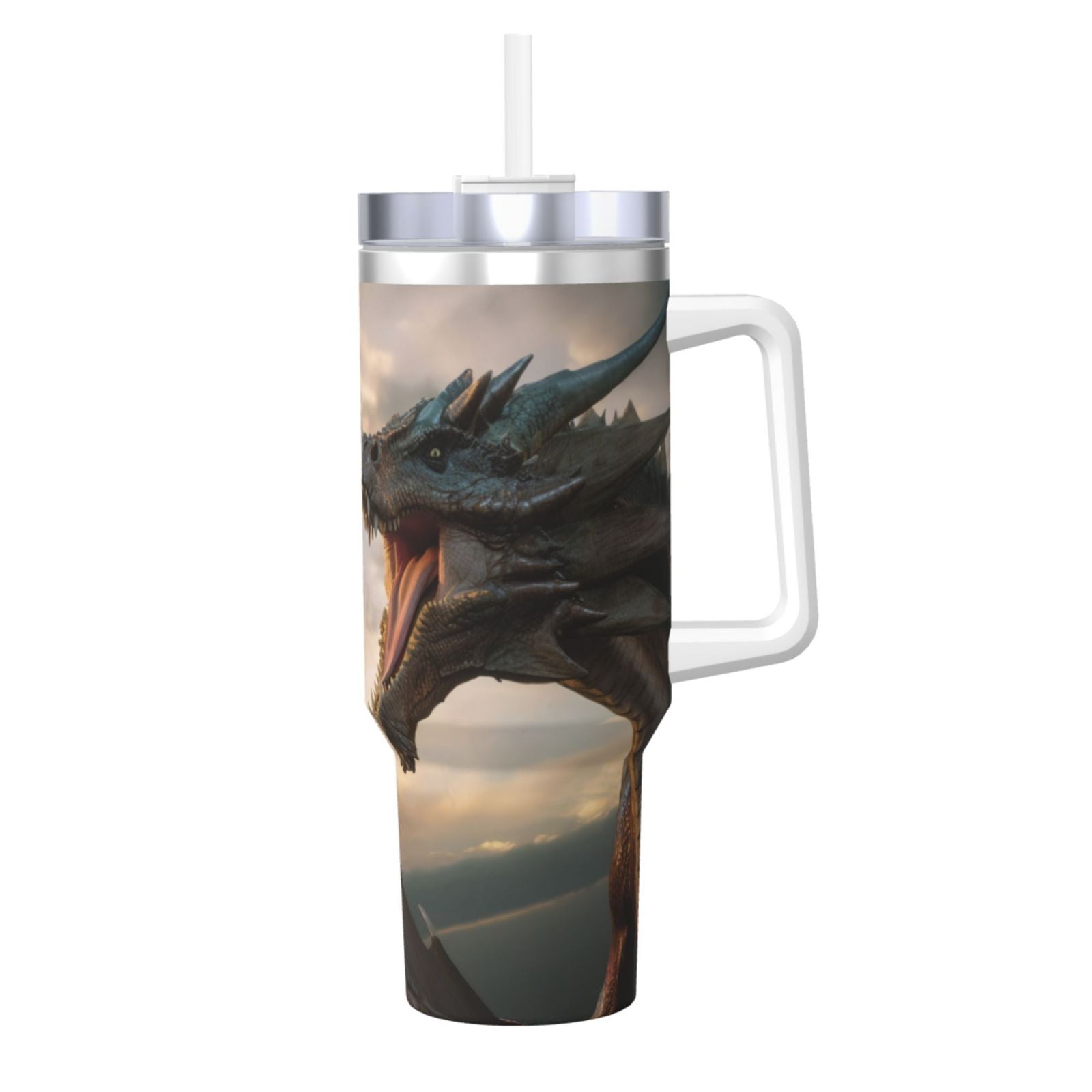 Qekee Friendship Dragon Print 40 OZ Large Capacity Ice Bully Cup With ...