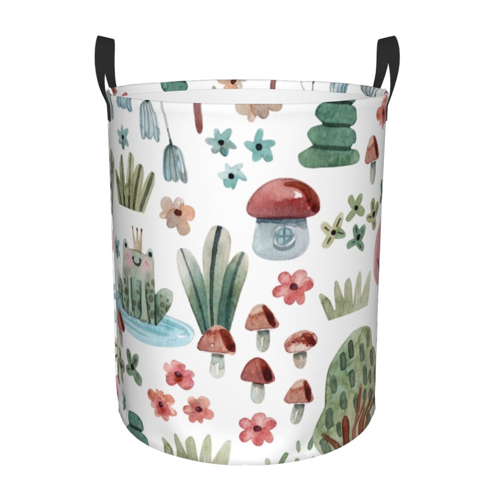 Qekee Frog and Forest Plants print Laundry Hamper Basket, Hamper Basket ...