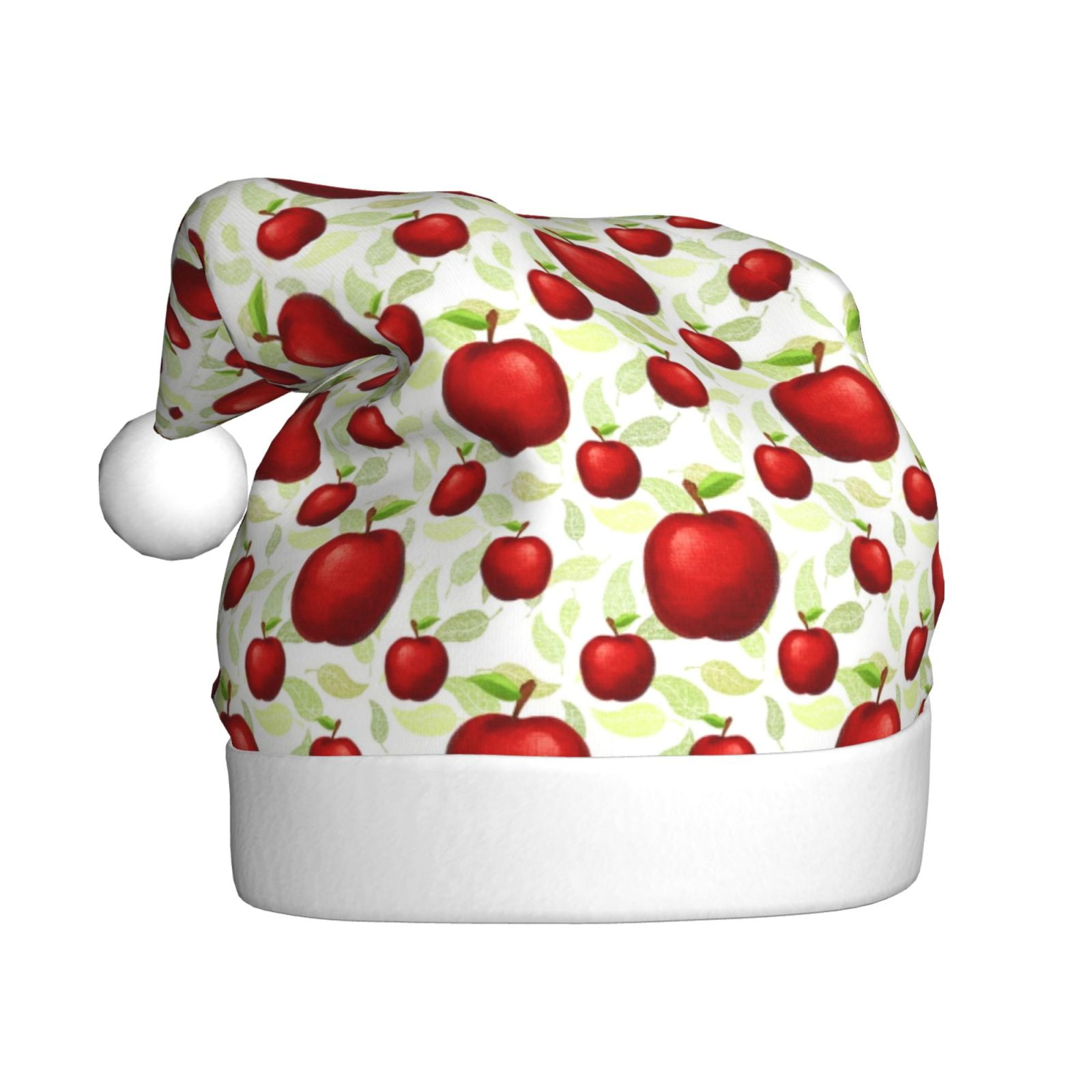 Qekee Fruit Apples for Fluffy Red Santa Hats Set Plush Brim and Liner ...