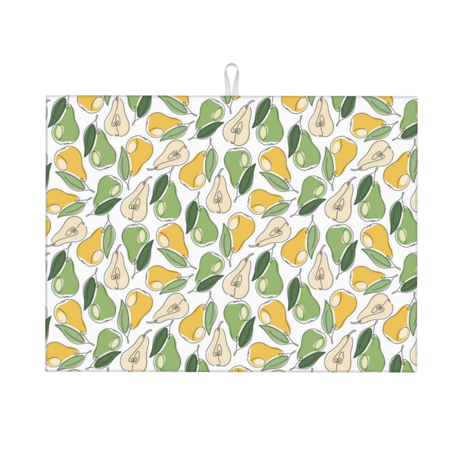 Qekee Fruit Pears Print Dish Drying Mat,Dishes Drainer Mat for Kitchen ...
