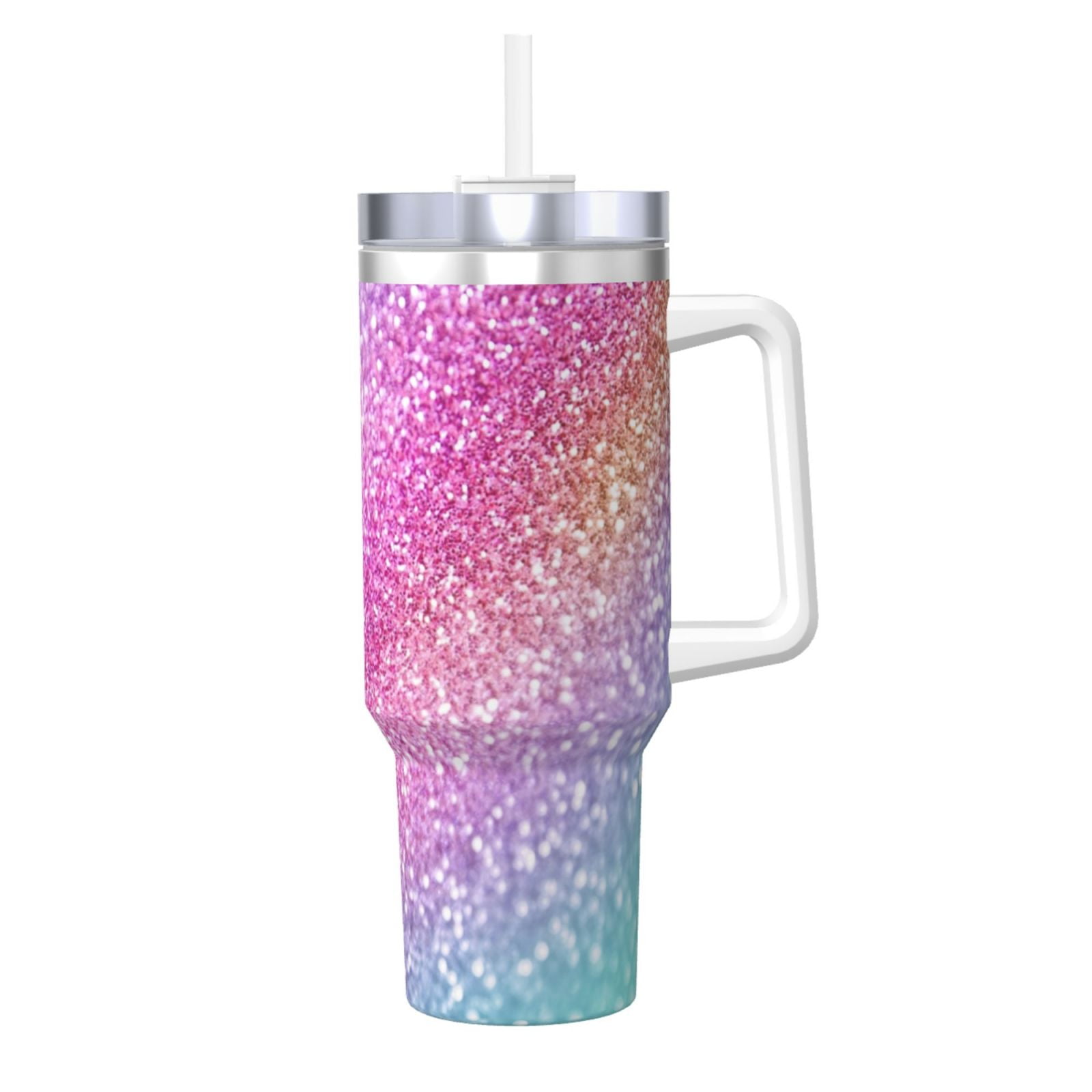 Qekee Fun Rainbow Print 40 OZ Large Capacity Ice Bully Cup With Handle ...