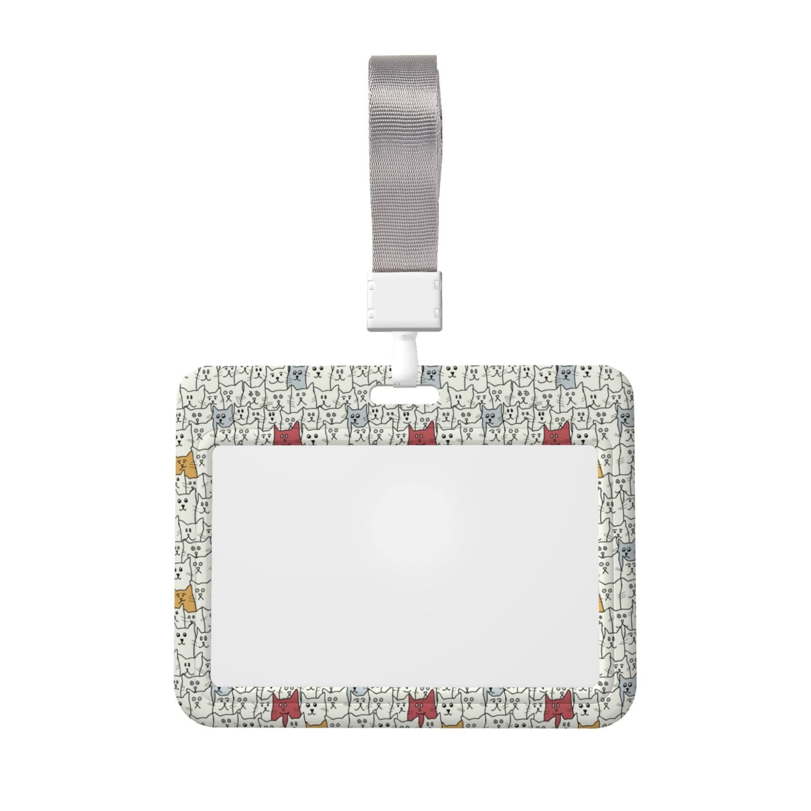 Qekee Funny Cat White Print Card Badge Holder,Clear Name Tag ID Card ...