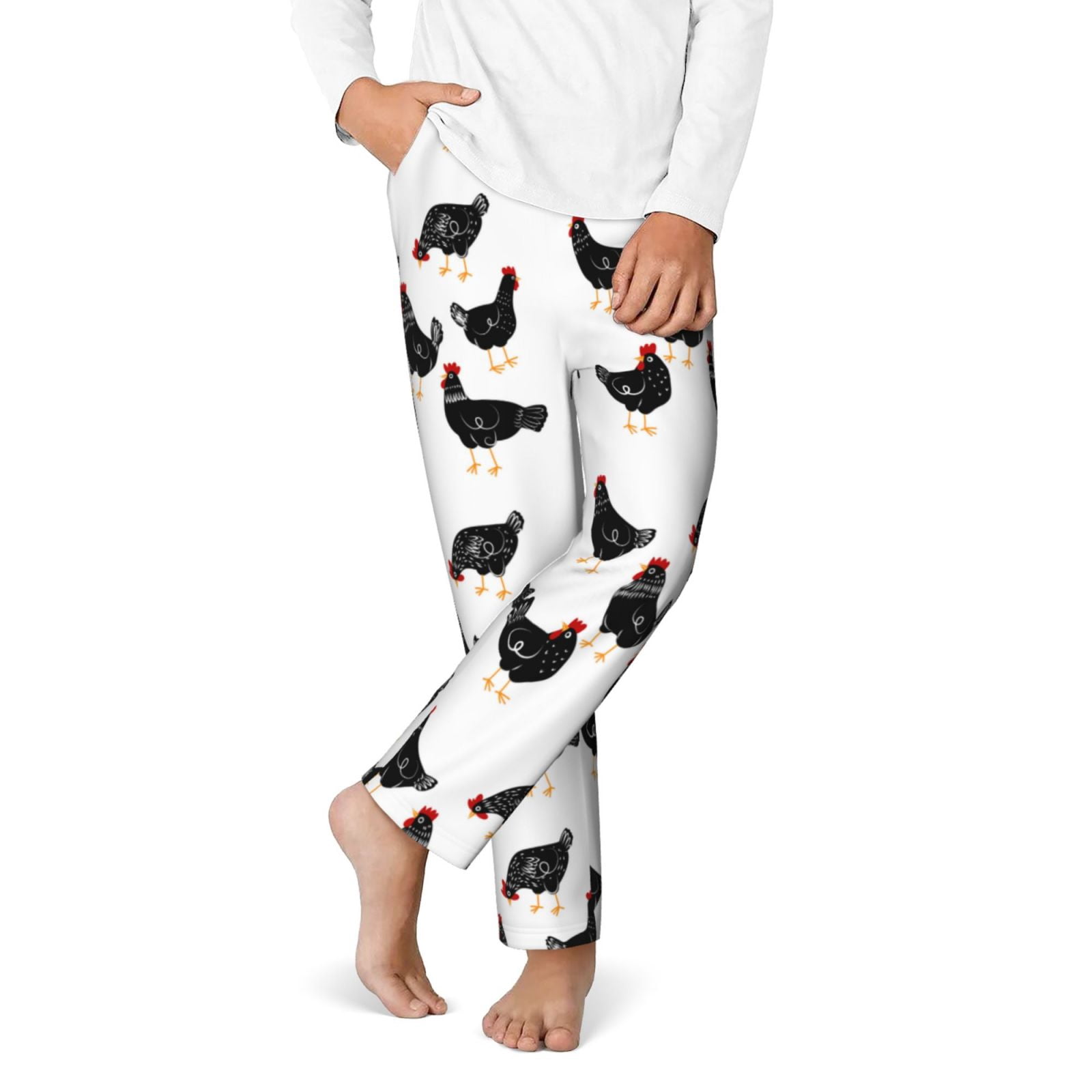 Qekee Funny Chicken Print Kids Pajama Pants, Teenagers' Bottom ...