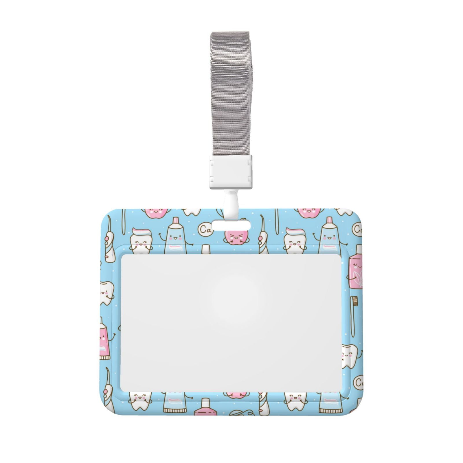 Qekee Funny Cute Teeth Print Card Badge Holder,Clear Name Tag ID Card ...