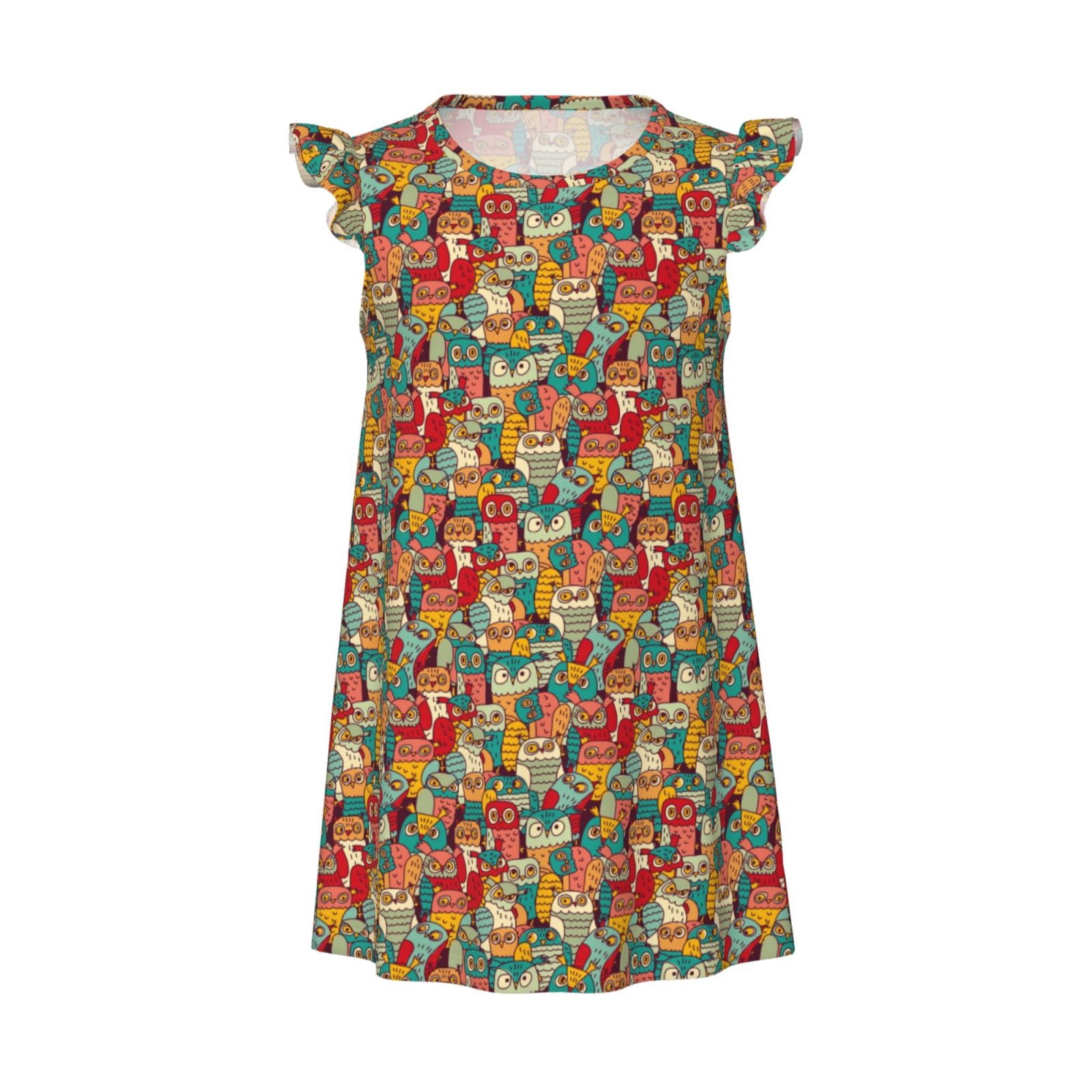 Qekee Funny Owl Bird for Girls Nightgowns, Princess Pajama Dresses for ...