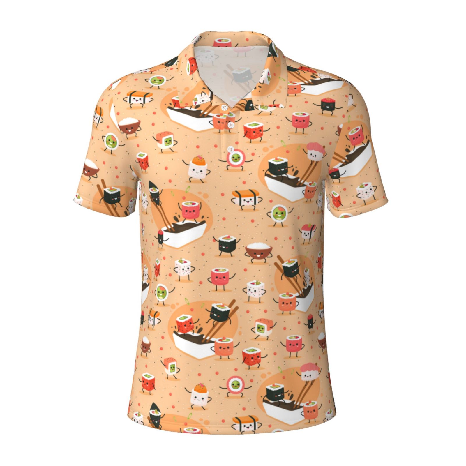 Qekee Funny Sushi for Mens Polo Shirts Casual Short Sleeve Button Down ...