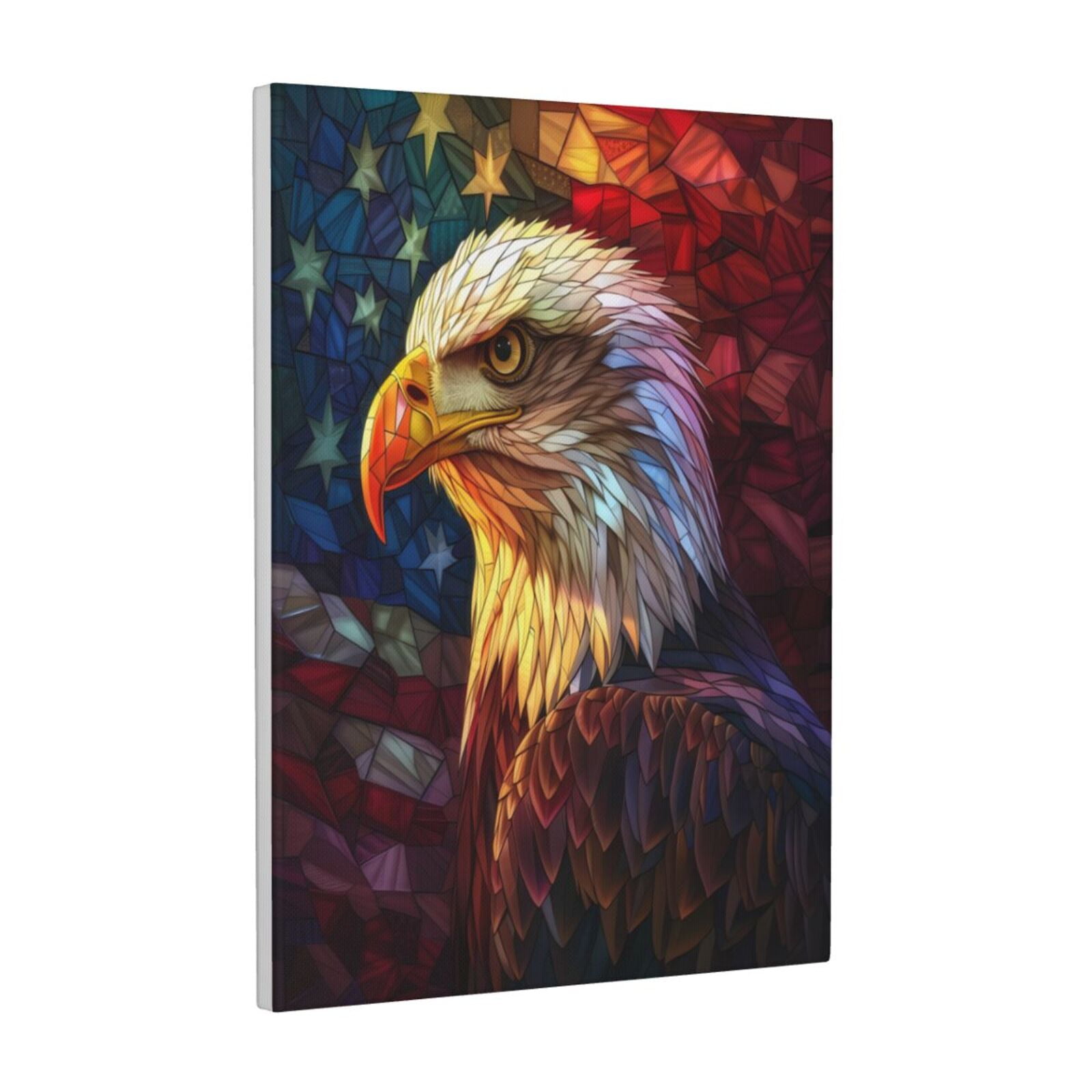 Qekee Geometric American Bald Eagle Print Canvas Wall Art for Bathroom ...
