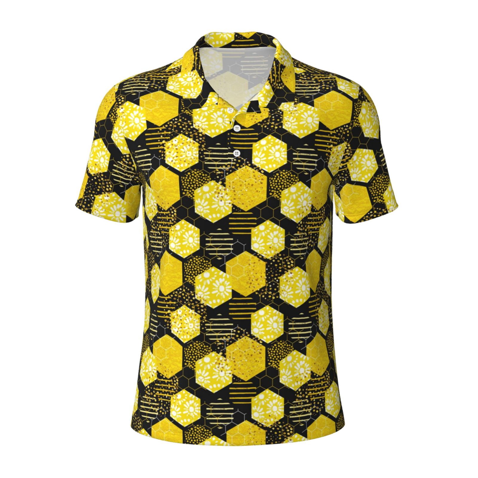 Qekee Geometric Pattern with Bee for Mens Polo Shirts Casual Short ...
