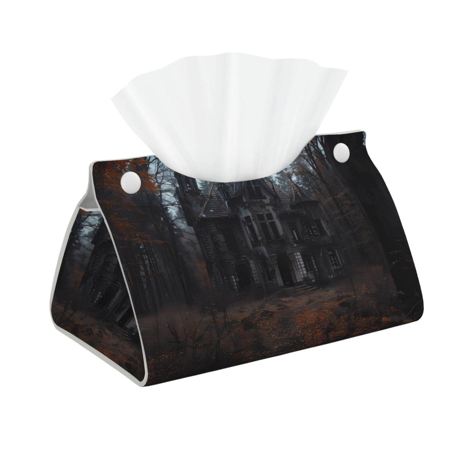 Qekee Gloomy Mansion Forest Scene Print Long Tissue Box Cover, Tissue ...