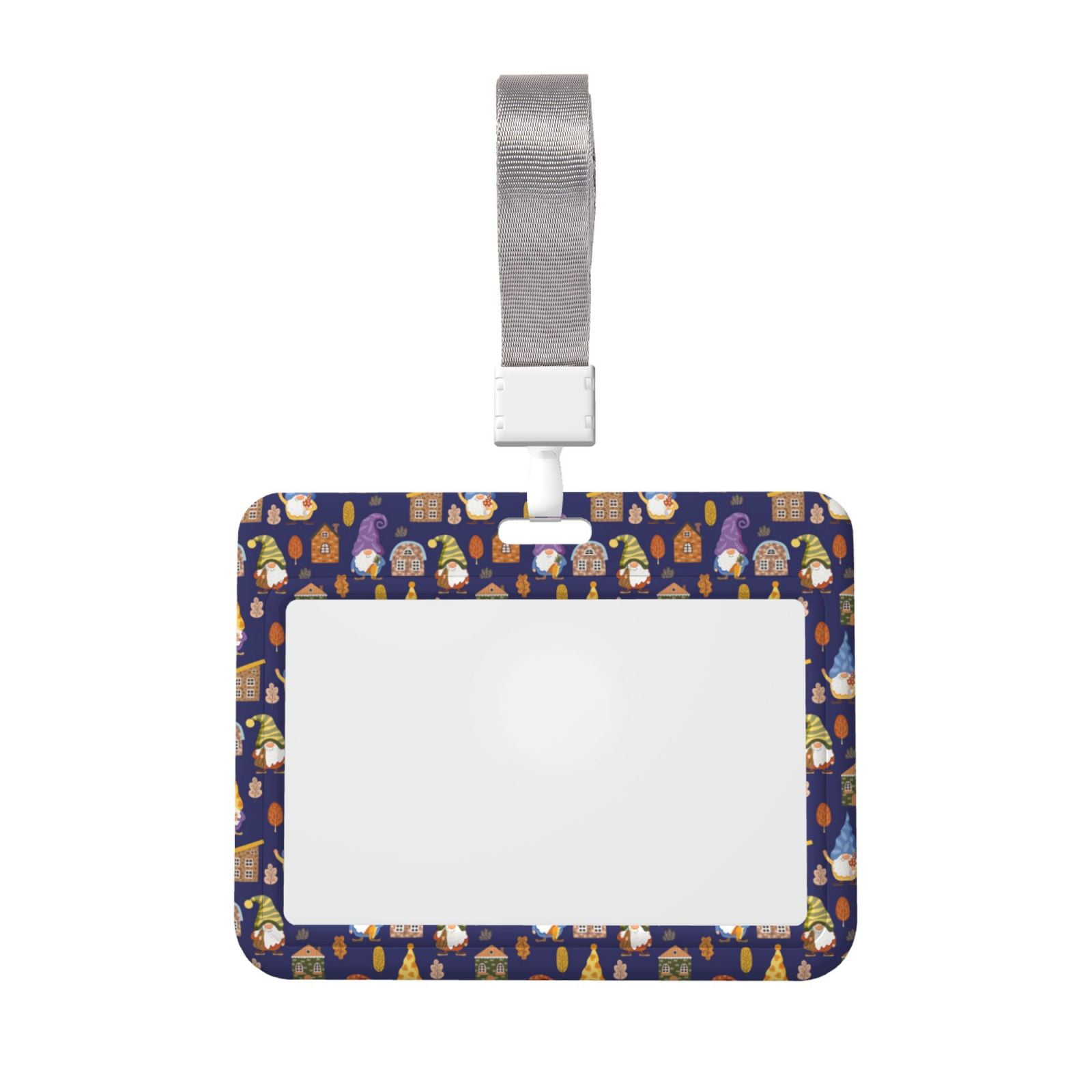 Qekee Gnomes And Houses Print Card Badge Holder,Clear Name Tag ID Card ...