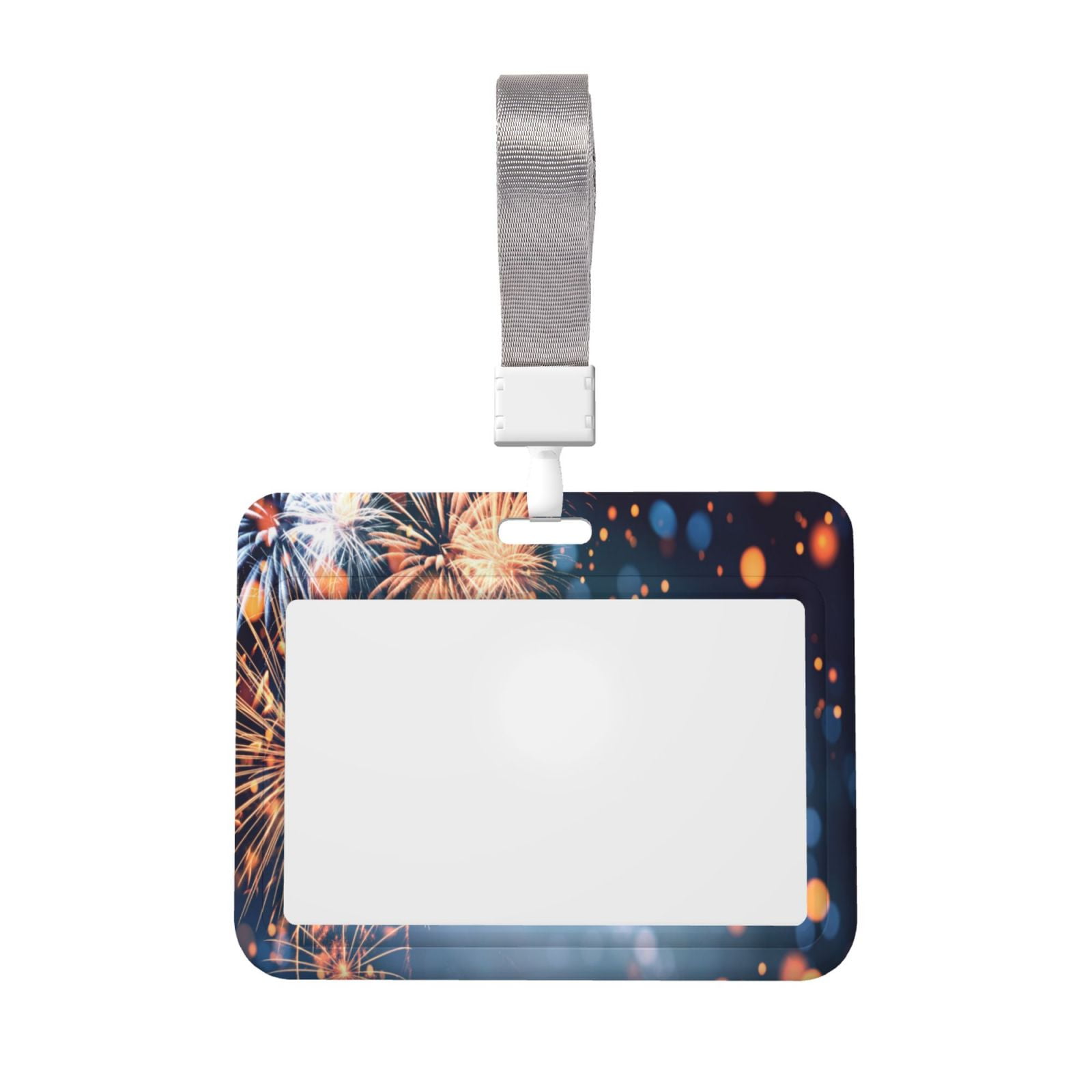 Qekee Gold And Blue Fireworks Print Card Badge Holder,Clear Name Tag ID ...