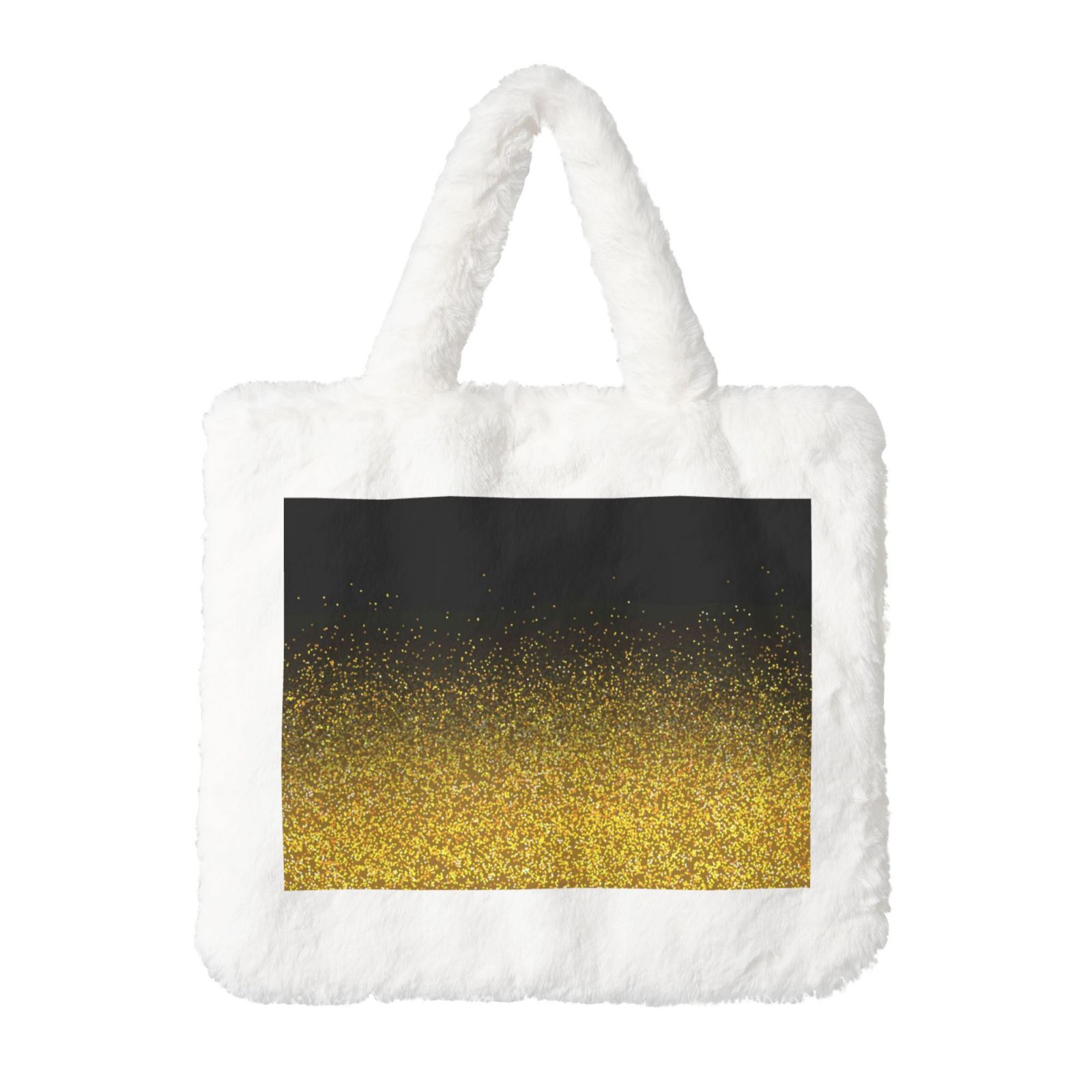 Qekee Gold Glitter Gradient Print Plush Underarm Bag, Ladies Fluffy ...