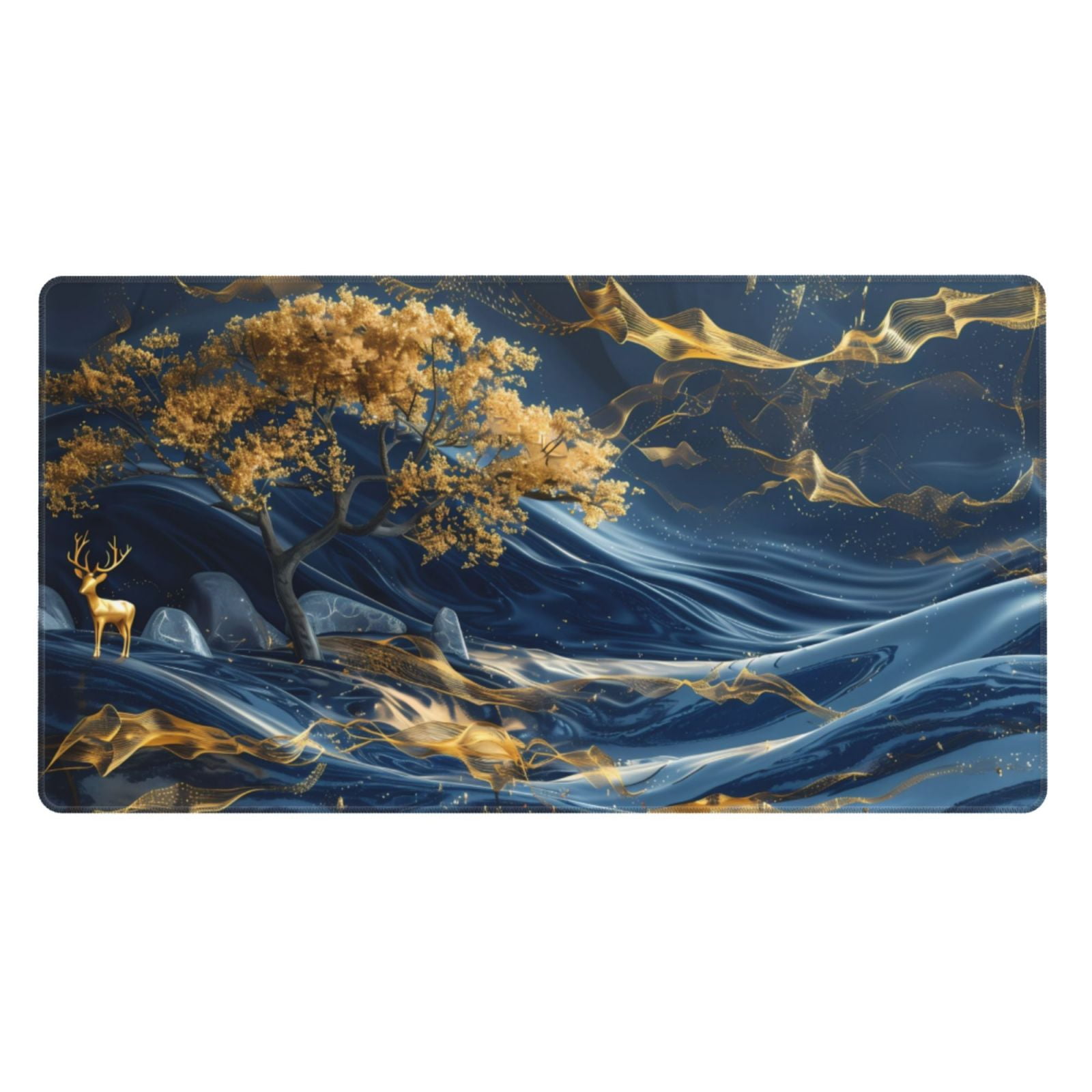 Qekee Golden Fantasy Landscape Print Desk Pad Protector,Mouse Pad ...