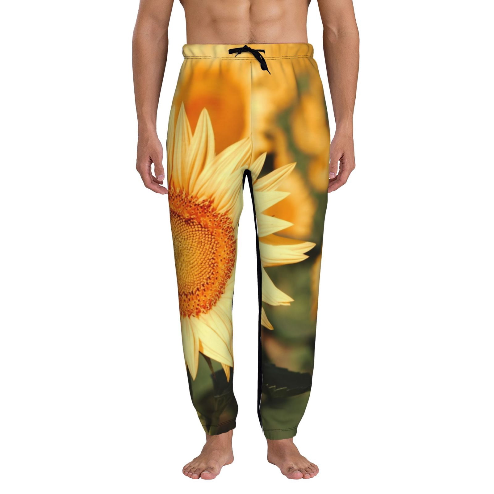 Qekee Golden Sunflower In Field Pattern Mens Sweatpants, Men's ...