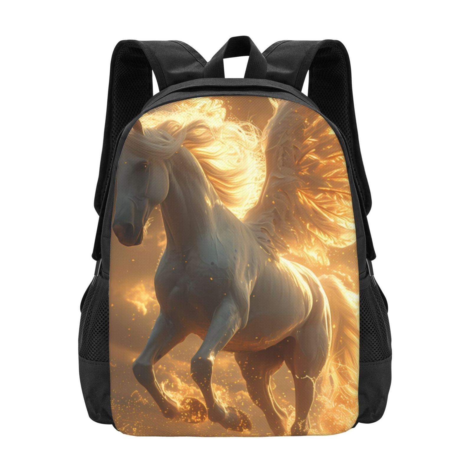 Qekee Golden Winged White Horse for Travel Laptop Backpack for womem ...