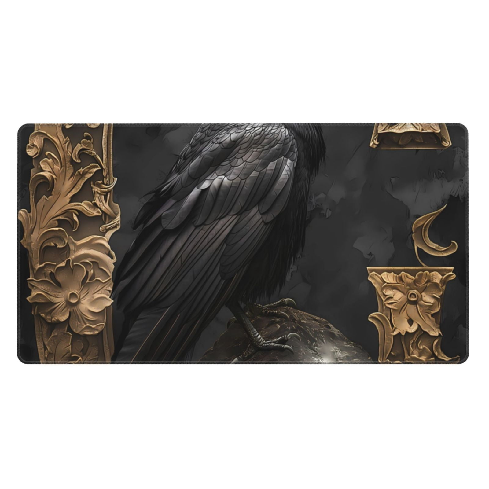Qekee Gothic Raven Portrait Print Desk Pad Protector,Mouse Pad,Office ...
