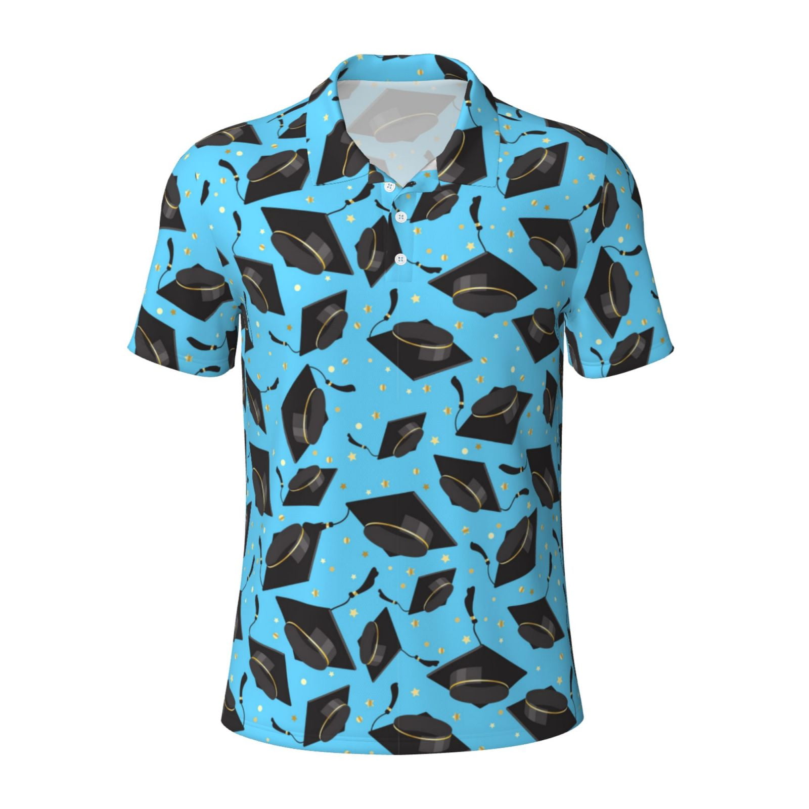 Qekee Graduation Hats2 for Mens Polo Shirts Casual Short Sleeve Button ...