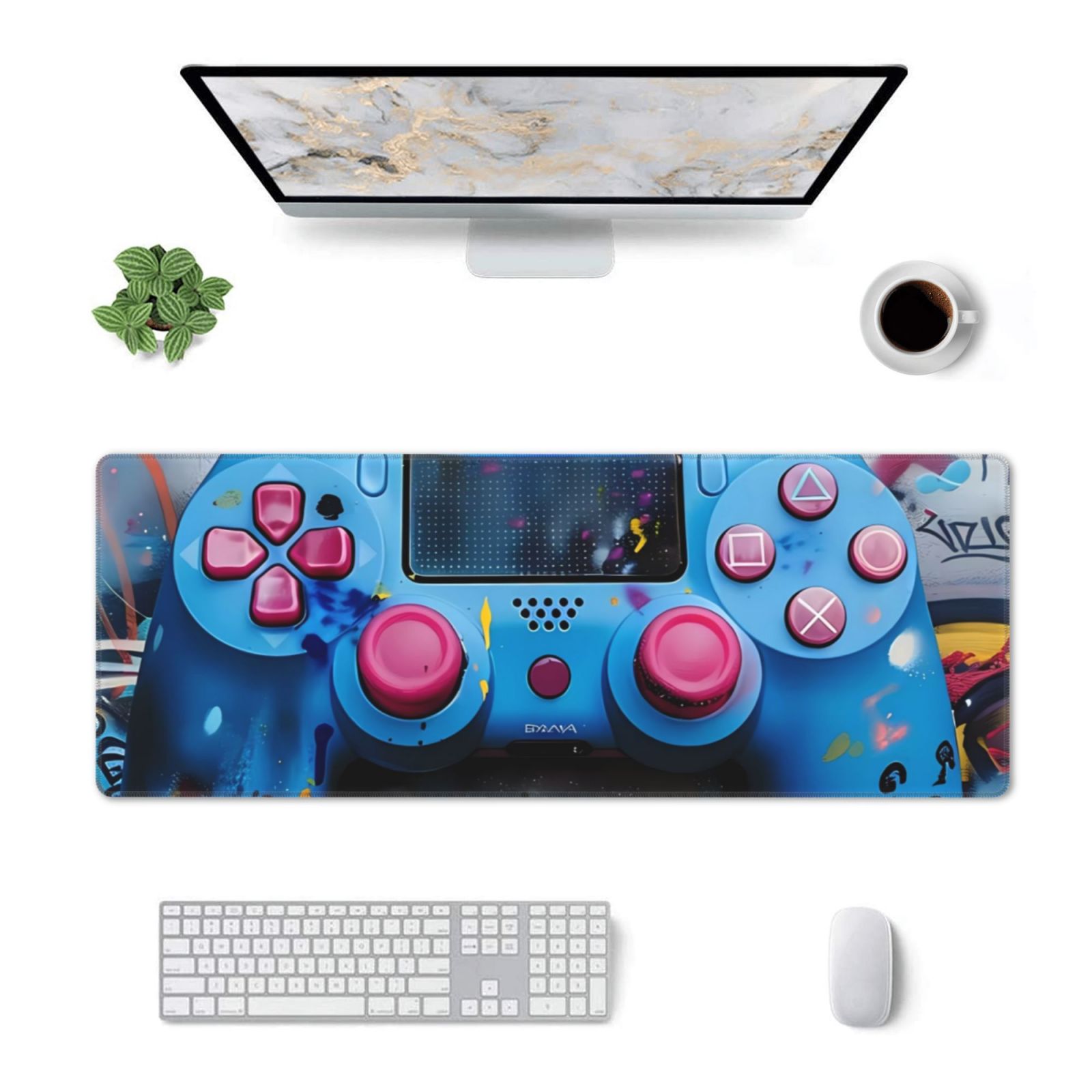 Qekee Graffiti Game Controller Art Print Mouse Pad,Desk Pad Protector ...