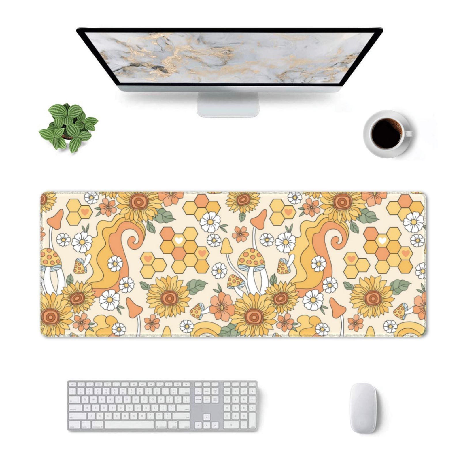 Qekee Groovy Hippie Flower Mushrooms Print Mouse Pad,Desk Pad Protector ...