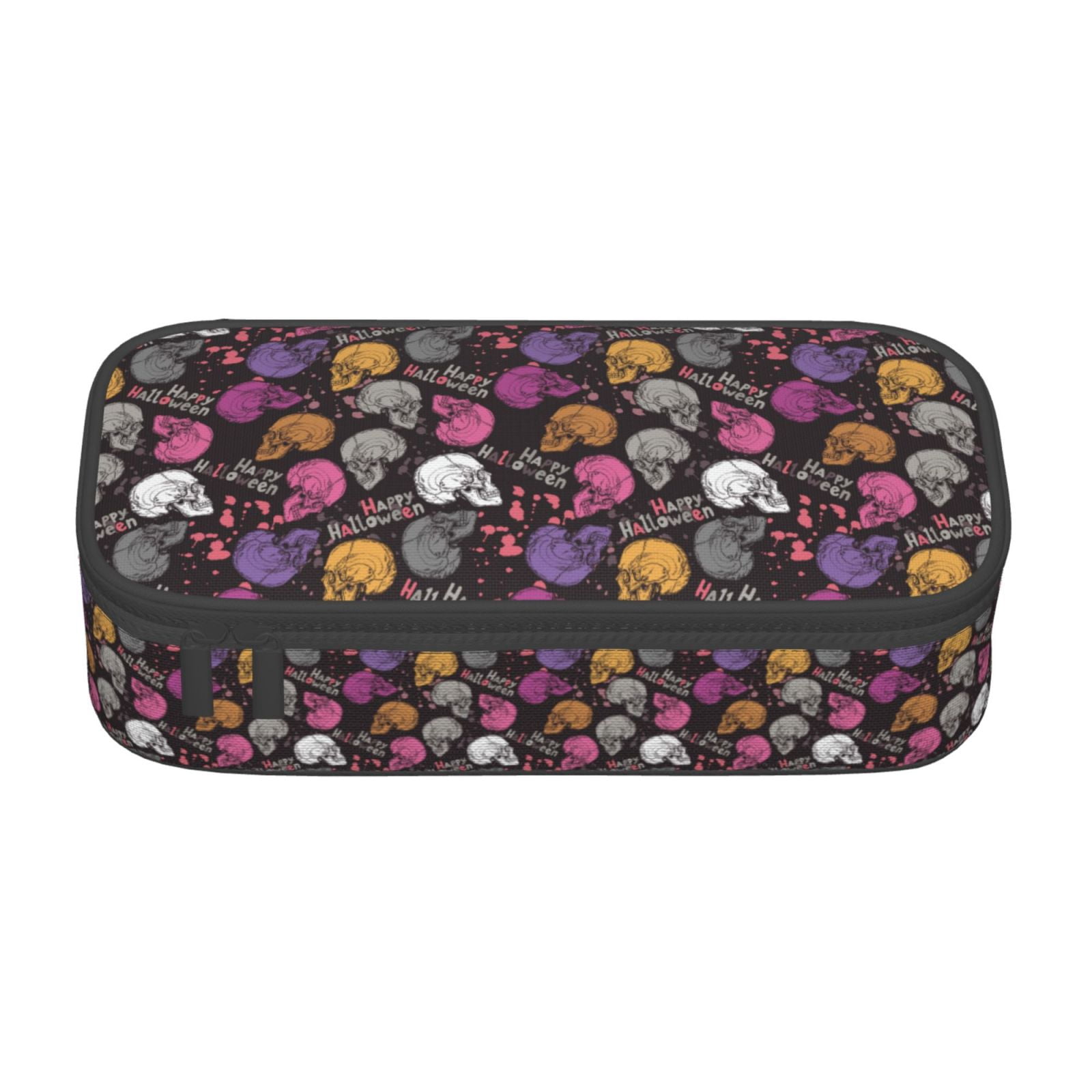 Qekee Halloween Skeleton print Large Pencil Case, Aesthetic Pen Pouch ...