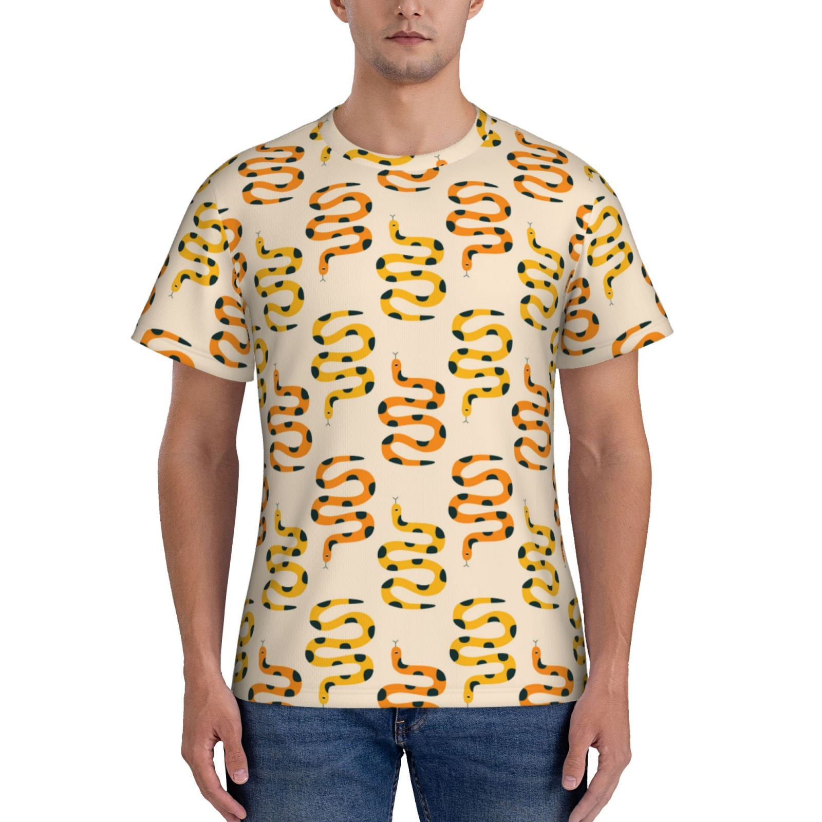 Qekee Hand Drawn Snake Classic Fit T-Shirt Men's Shirt Men's Tight ...