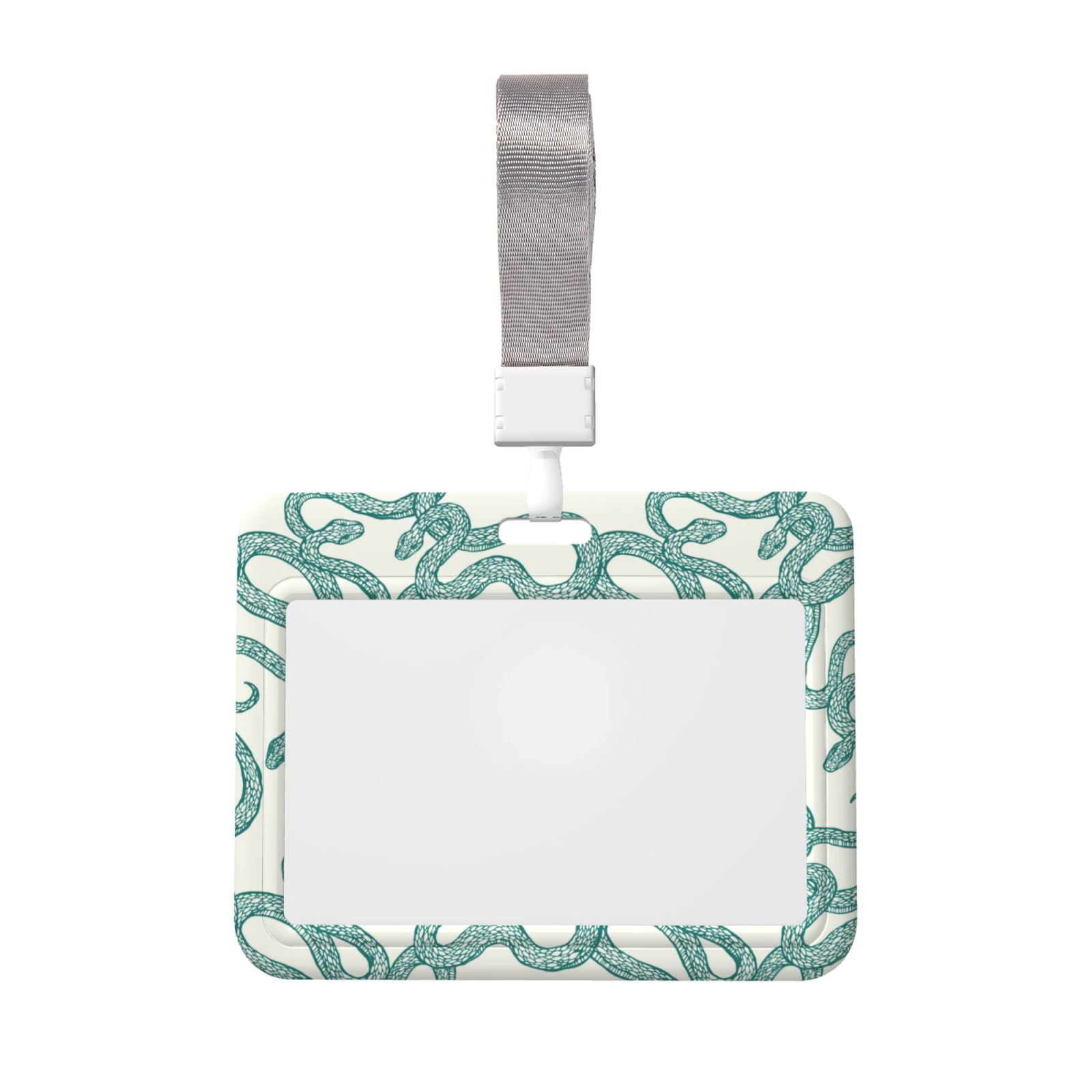 Qekee Hand Drawn Snake Print Card Badge Holder,Clear Name Tag ID Card ...