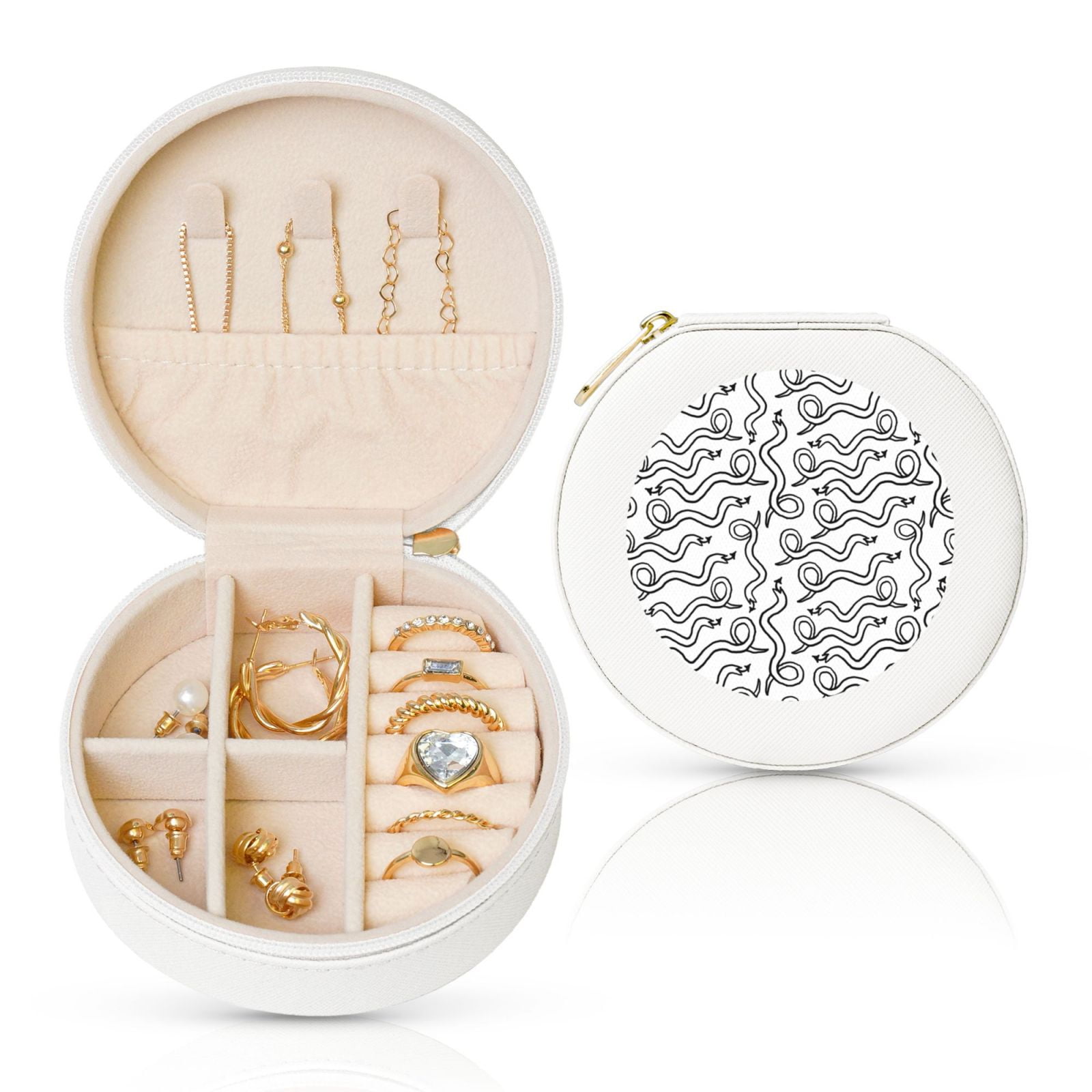 Qekee Hand Drawn Snake for Travel Jewelry Box for Women And Girls ...