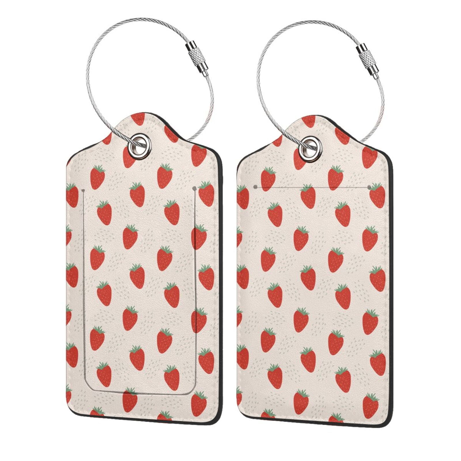 Qekee Hand Drawn Strawberry Print Luggage Tag for Suitcase,Bag Tag with ...