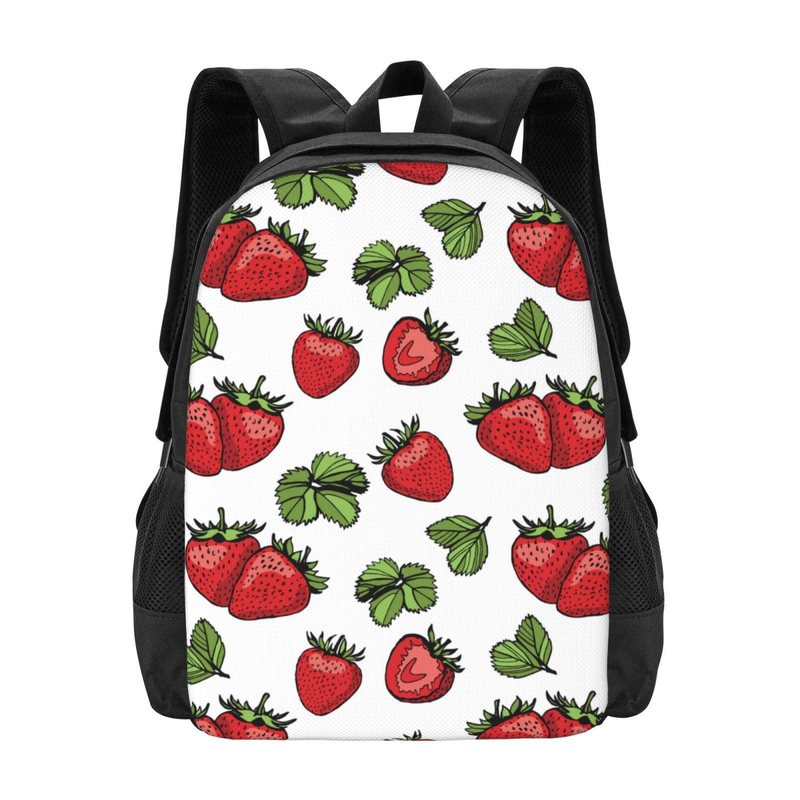 Qekee Hand Drawn Strawberry for Travel Laptop Backpack for womem and ...