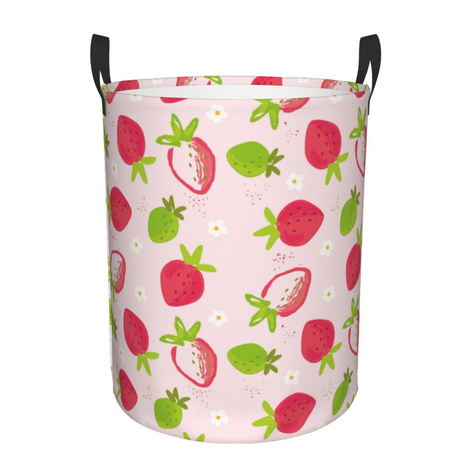 Qekee Hand Drawn Strawberry print Laundry Hamper Basket, Hamper Basket ...