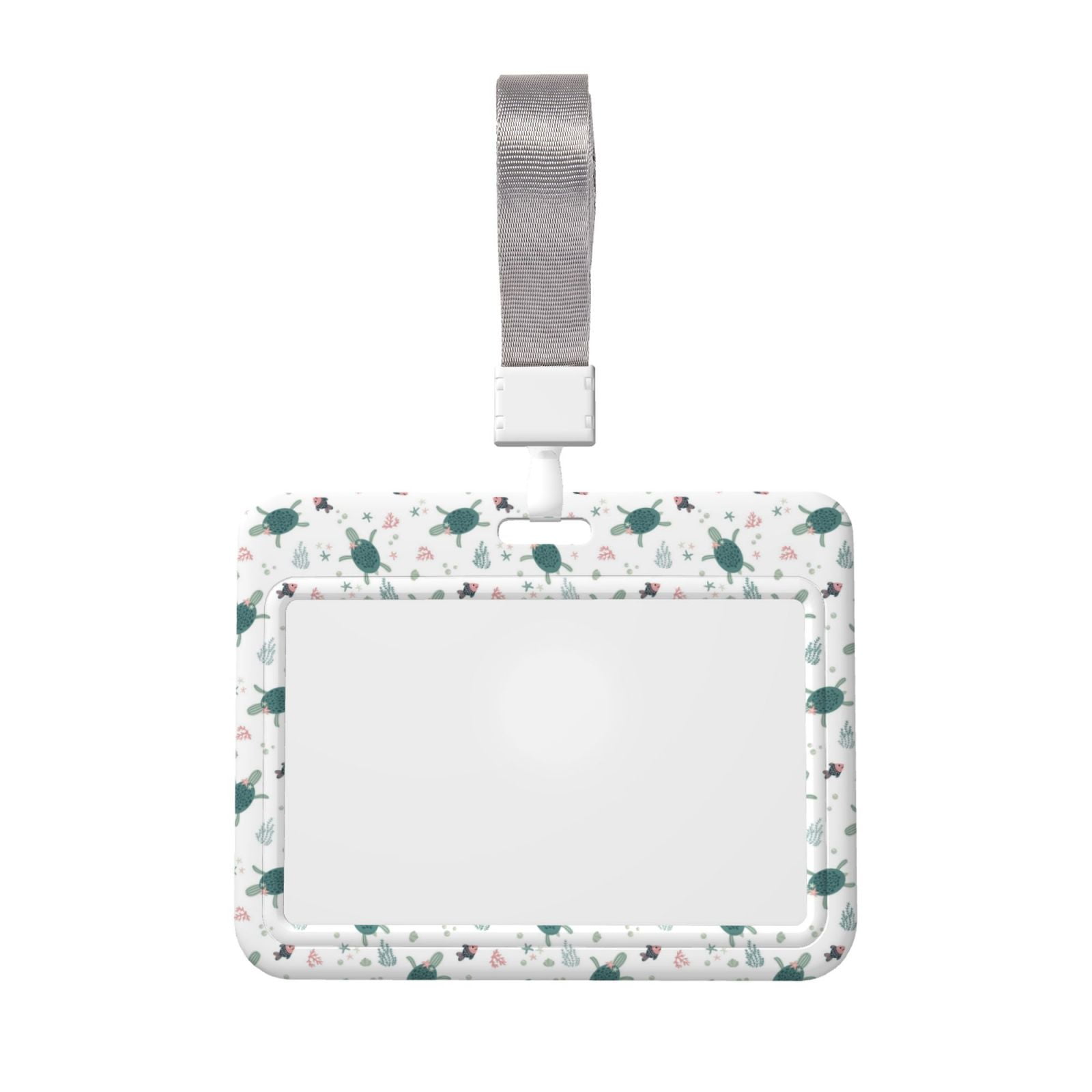 Qekee Hand Drawn Turtle Print Card Badge Holder,Clear Name Tag ID Card ...